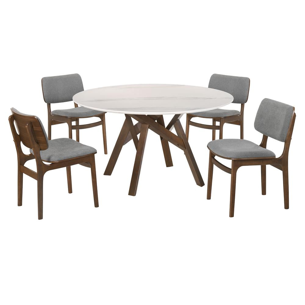 Venus Lima 5 Piece Walnut Dining Set - Walmart.com