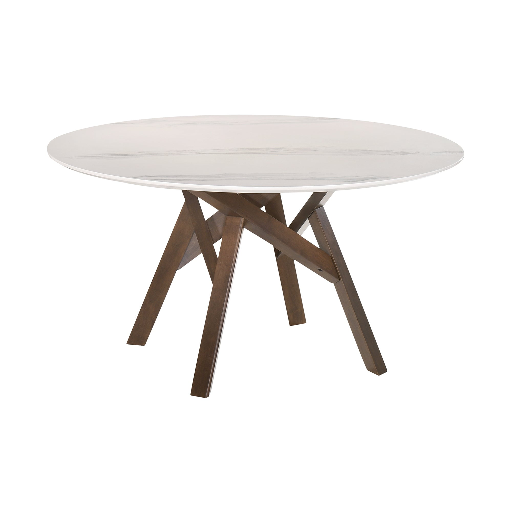 Venus 54" Round Mid-Century Modern White Marble Dining Table with ...