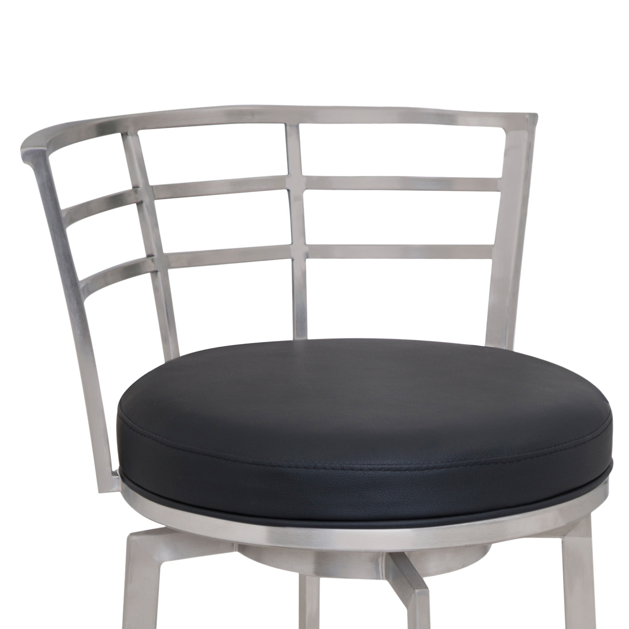 "Armen Living 30"" Viper Swivel Bar Stool in Faux Leather & Stainless ...