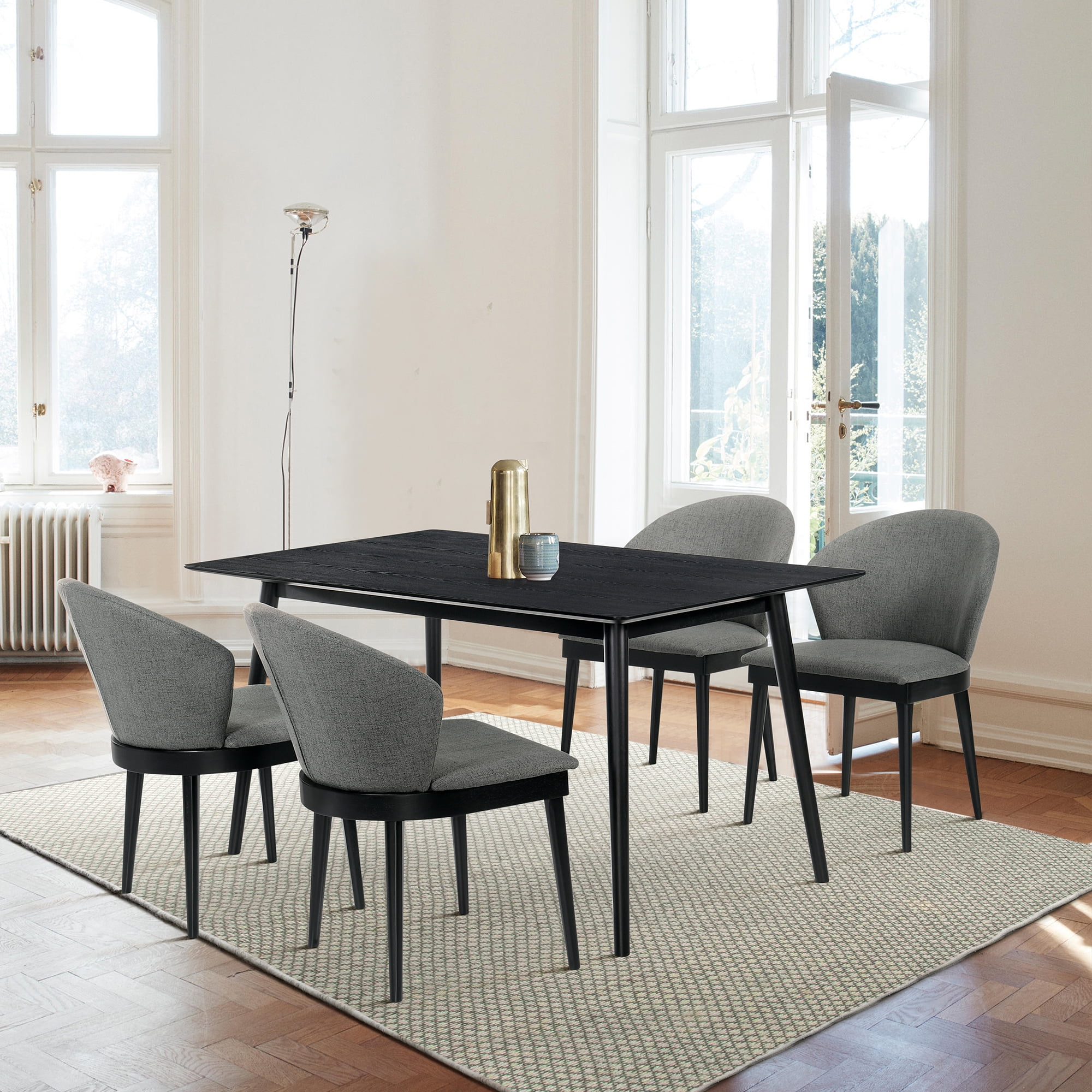 Armen Living Westmont and Juno Charcoal and Black 5 Piece Dining Set ...