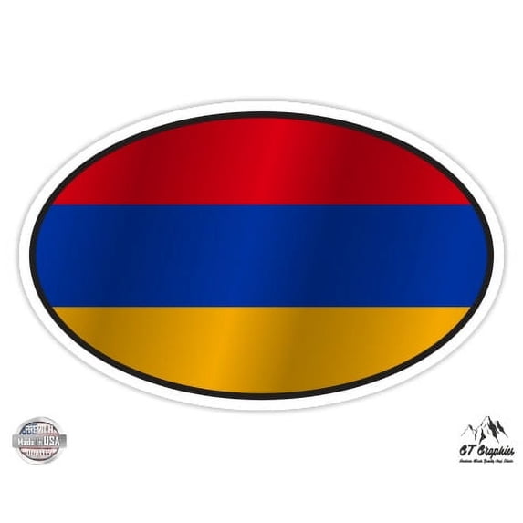 Armenia Flag Oval - 7" Vinyl Sticker - For Car Laptop I-Pad ...