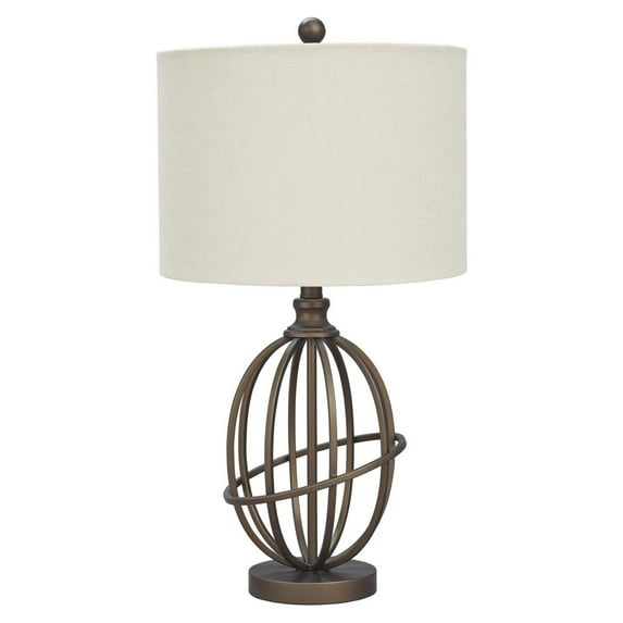 Armillary Metal Base Table Lamp with fabric Shade White and Bronze ...