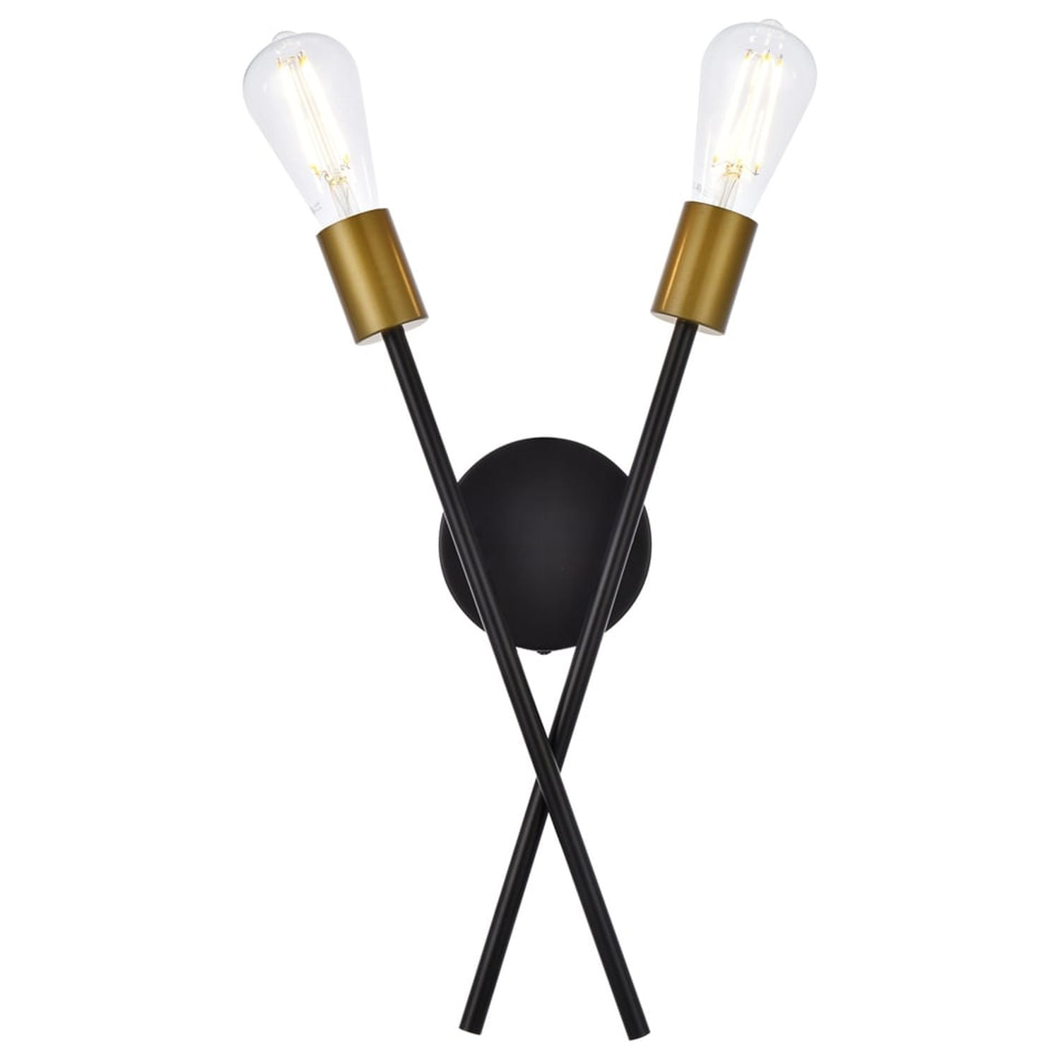 Armin 2 lights wall sconce in black with brass - Walmart.com
