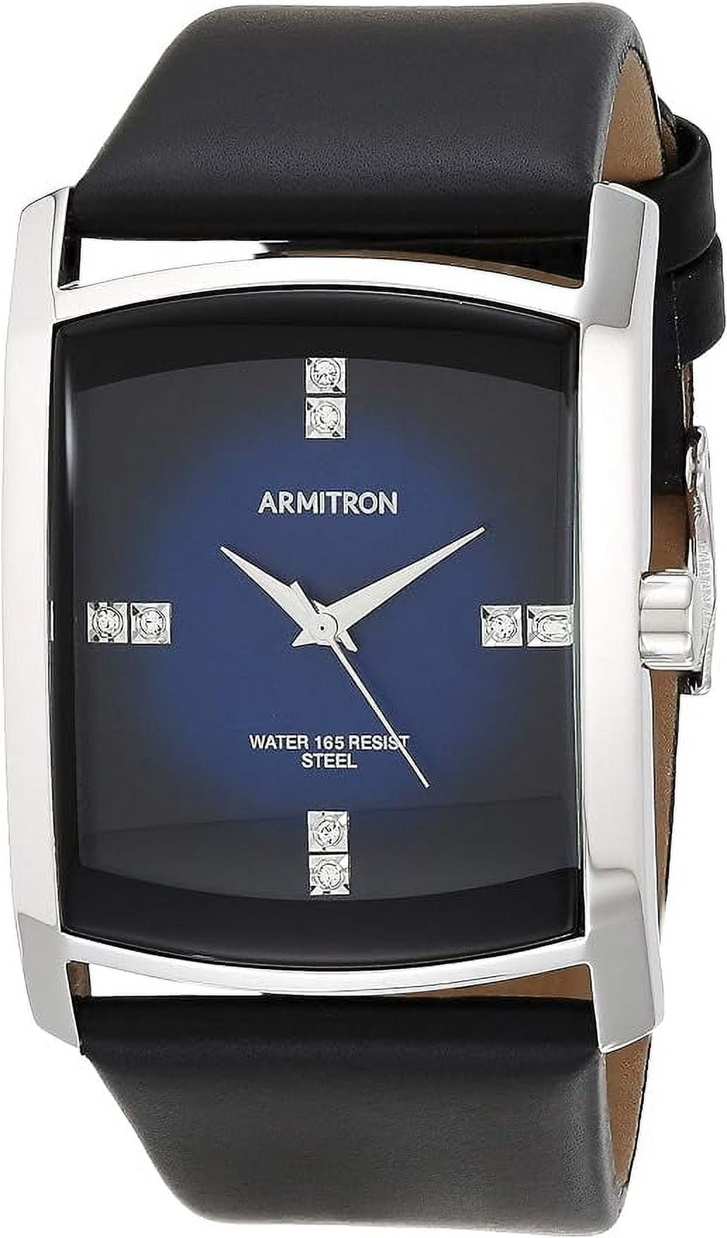 Armitron Men's Genuine Crystal Accented Leather Strap Watch - Walmart.com