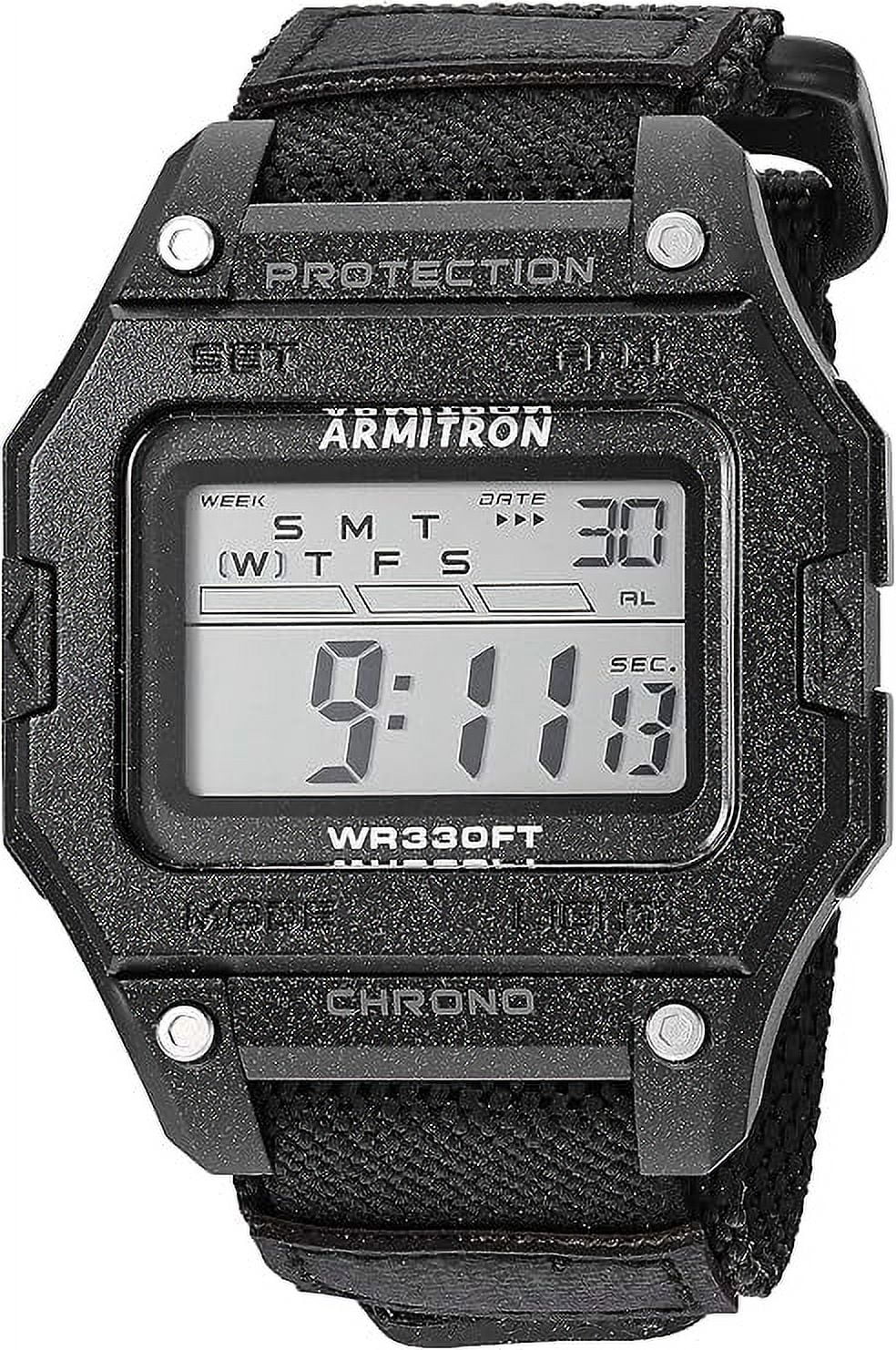 Armitron Sport Men's Digital Chronograph Black Nylon Strap Watch, 40 ...