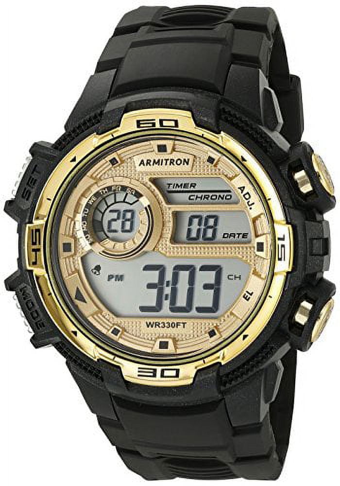 Armitron Sport Mens 408347Bkgd Goldtone Accented Digital Chronograph ...