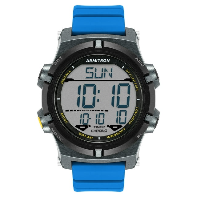 Armitron Unisex Adult Sport Blue Digital Wristwatch with Resin Band ...