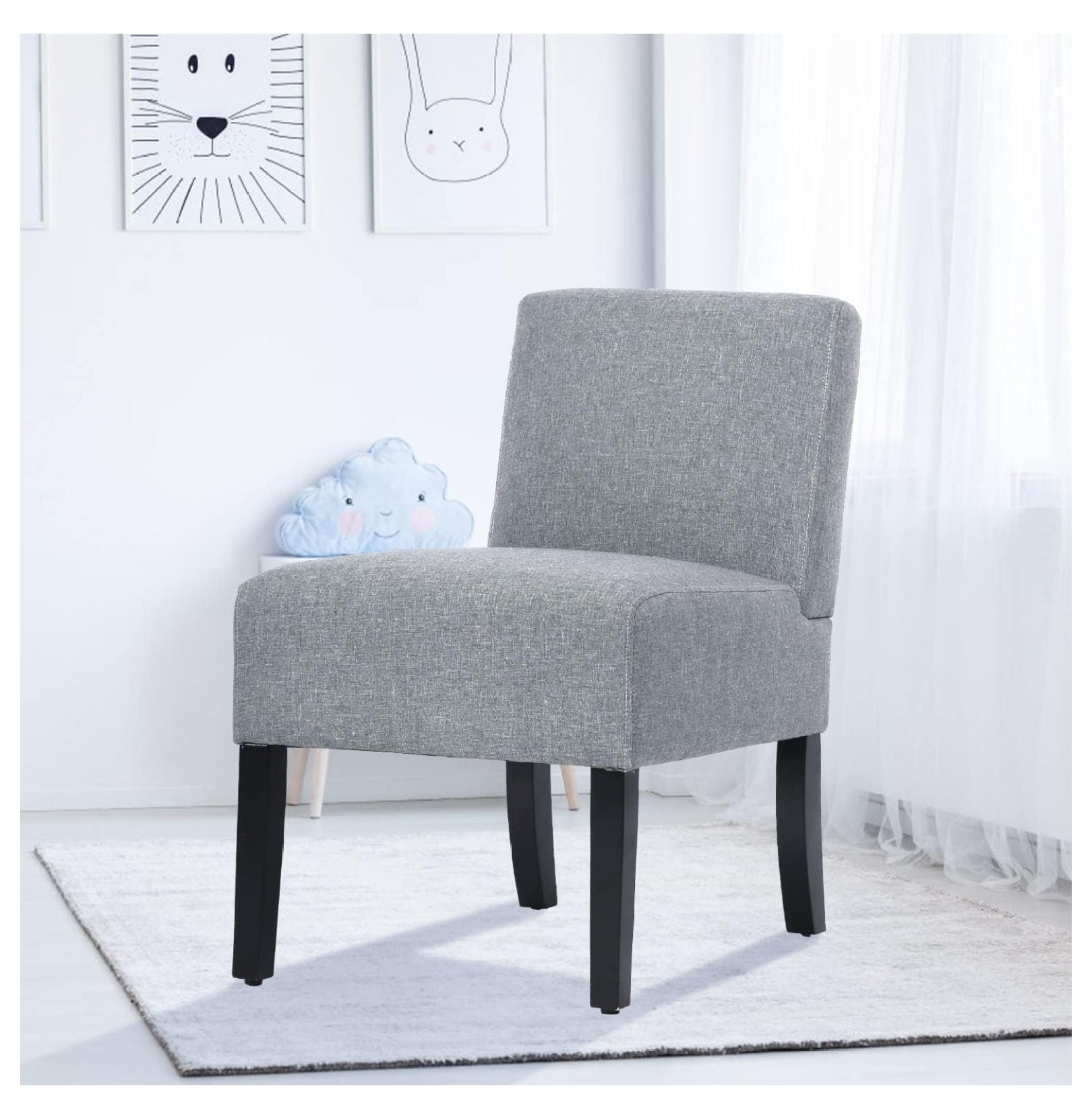 Armless Accent Chair for Bedroom, Side Chairs for Living Room, Modern ...