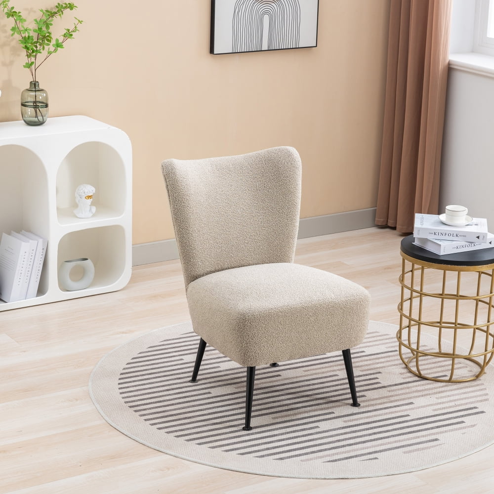 Armless Accent Chair with Rubber Wooden Legs, Modern Upholstered Corner ...