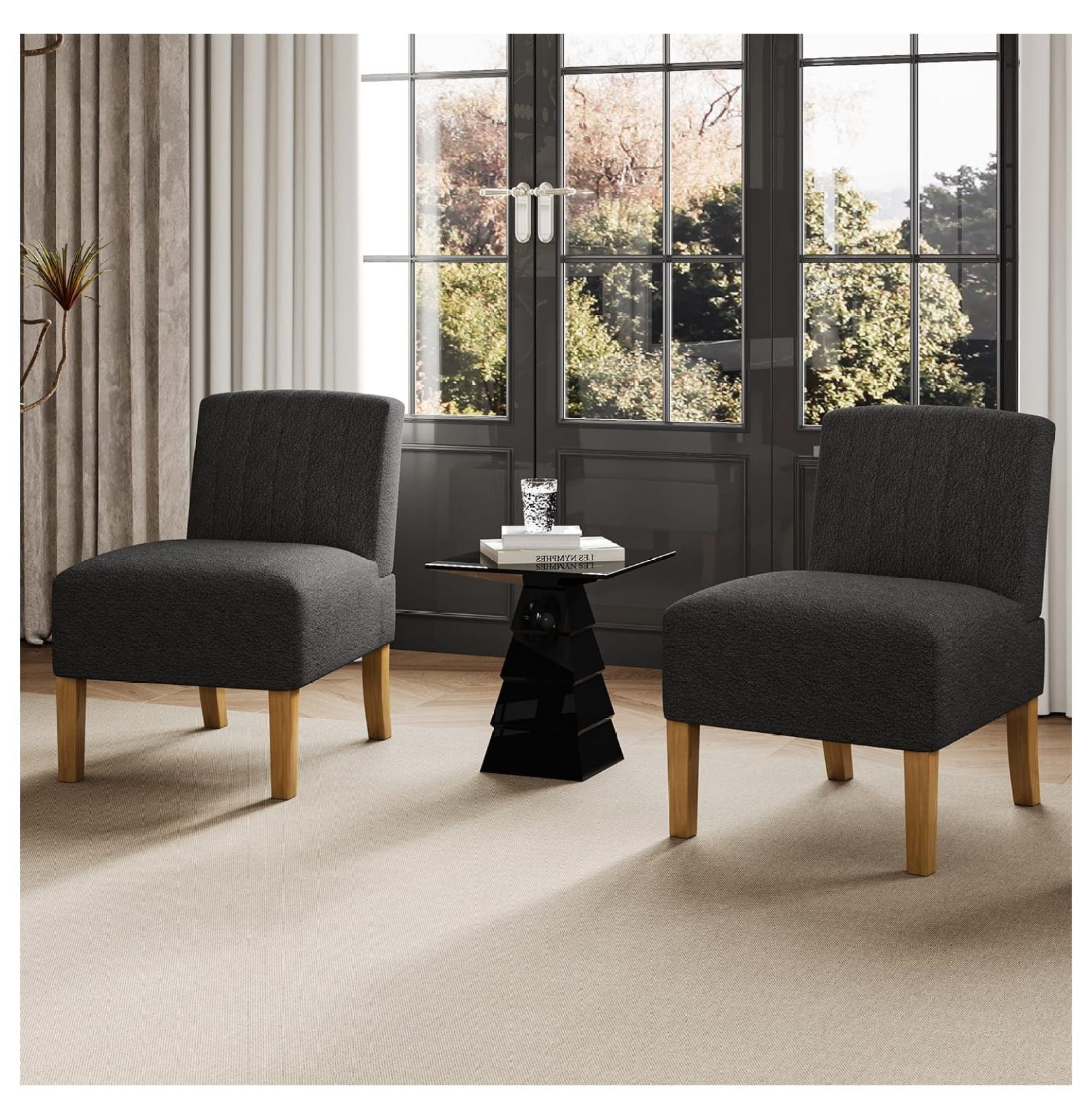 Armless Accent Chairs Set of 2 for Living Room, Modern Slipper Chair ...