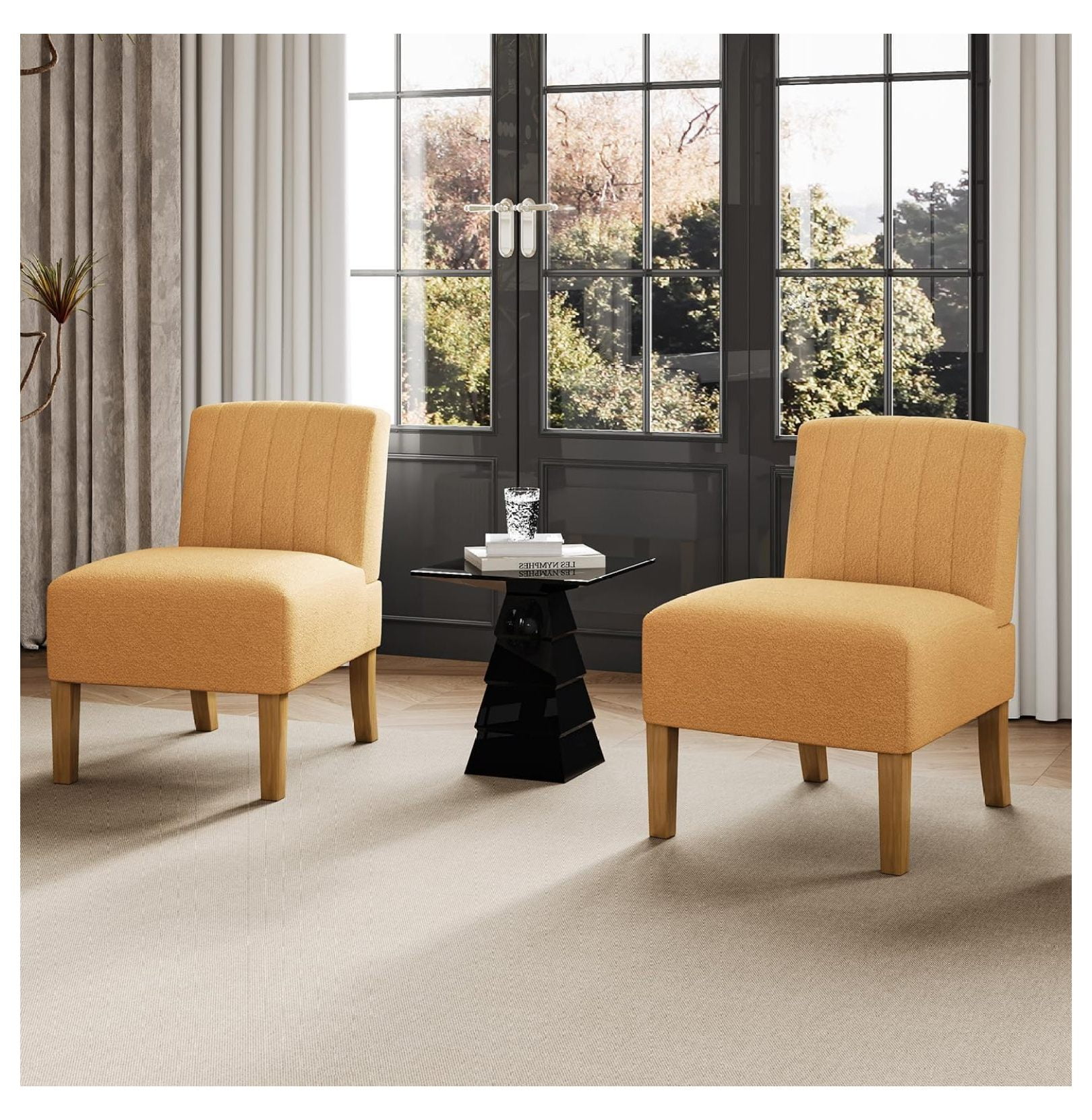 Armless Accent Chairs Set of 2 for Living Room, Modern Slipper Chair ...