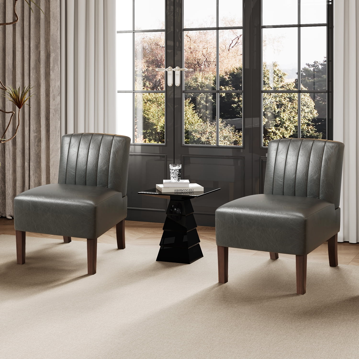 Armless Accent Chairs Set of 2 Upholstered Dining Chairs Living Room ...