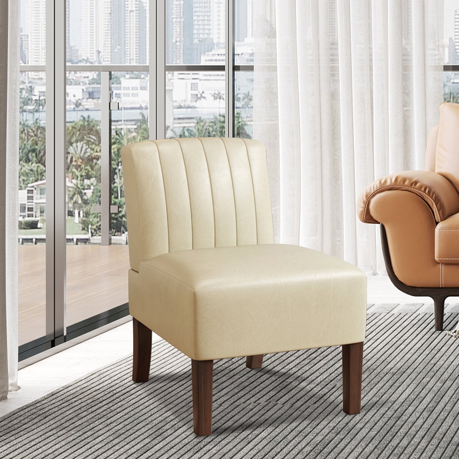 Armless Accent Chairs Upholstered Dining Chairs Living Room Chairs with ...