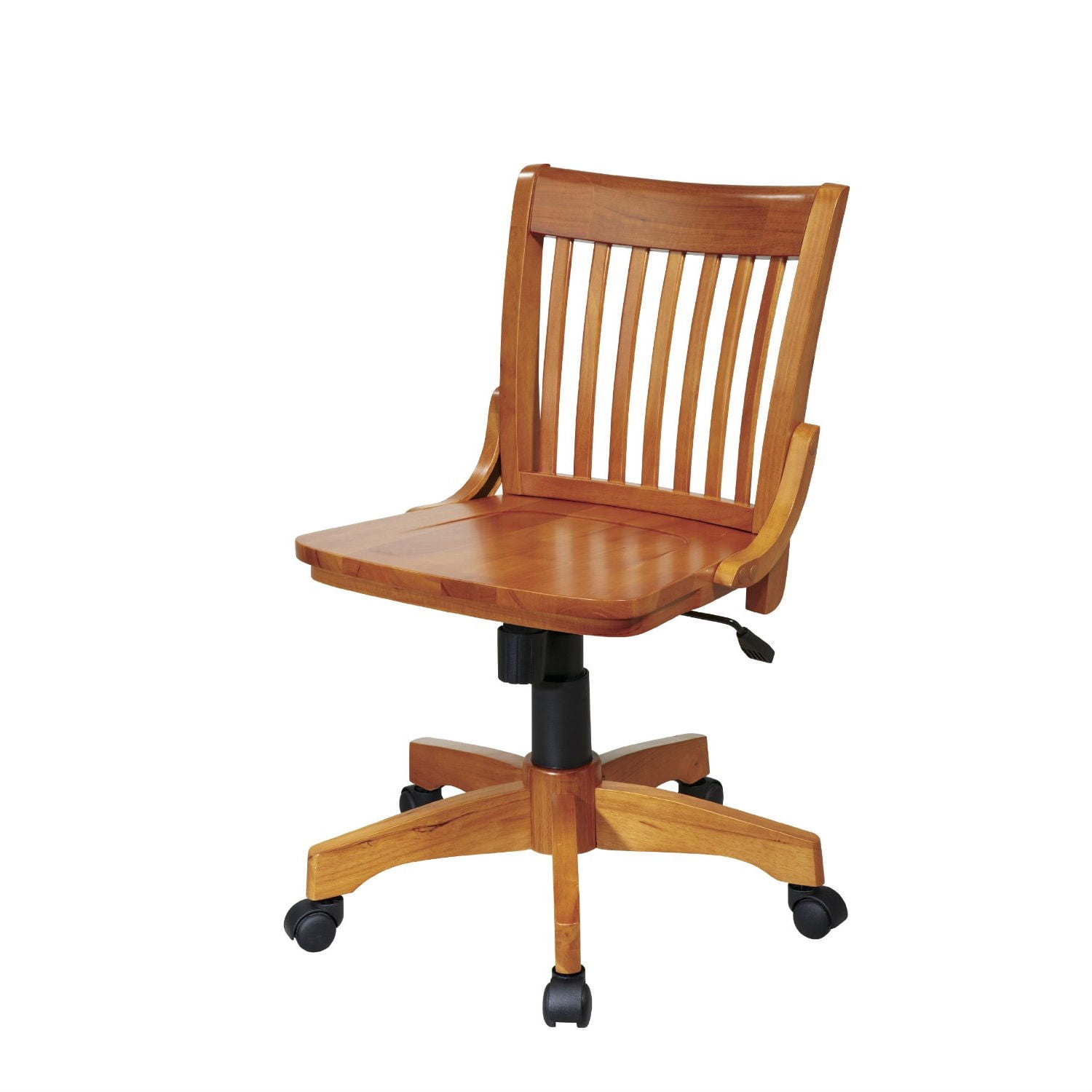 Office Armless Bankers Chair with Adjustable Height Wood Seat and Steel ...