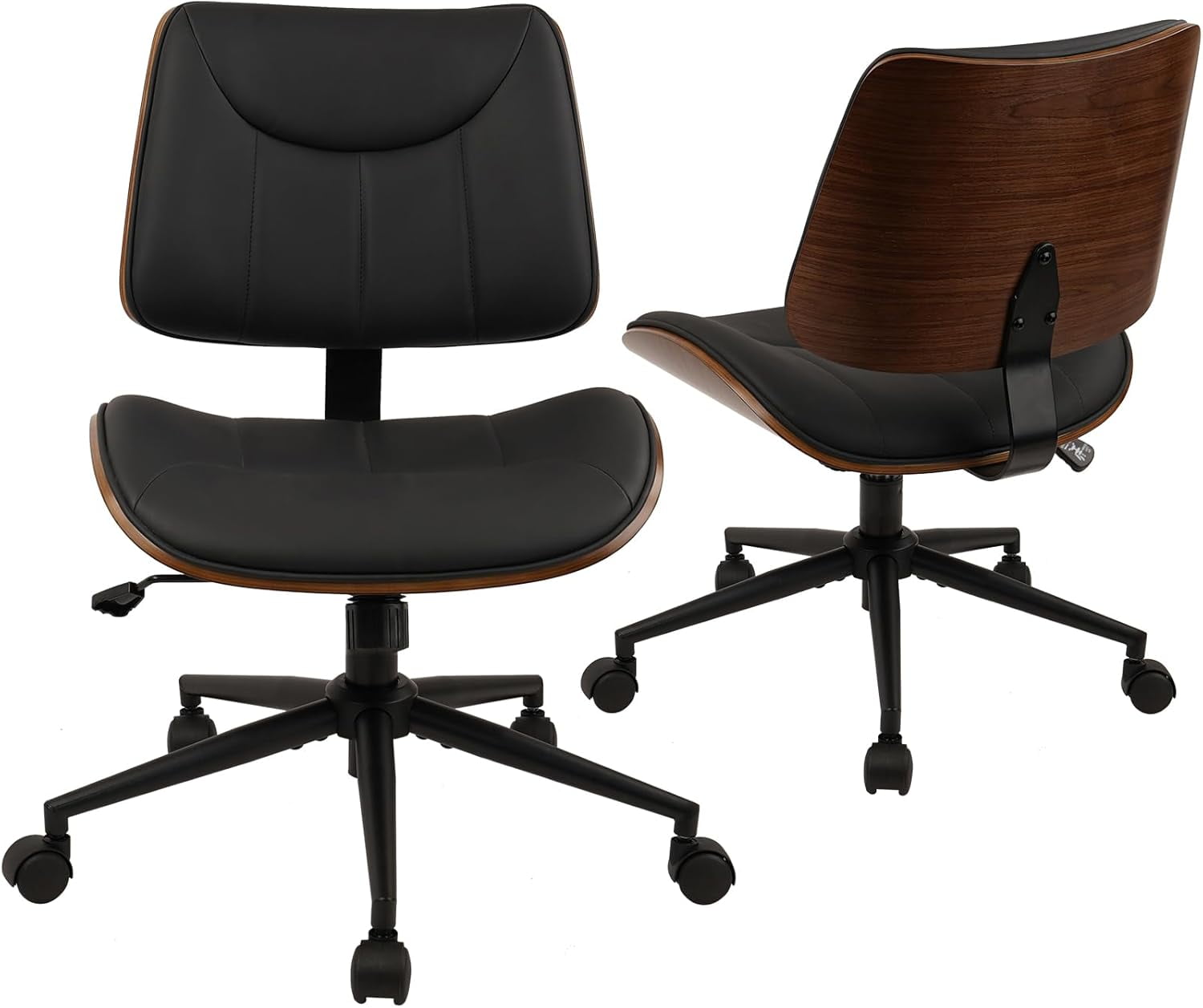 Armless Chair Chair with Wheels Adjustable Height Reading Chair Leather ...