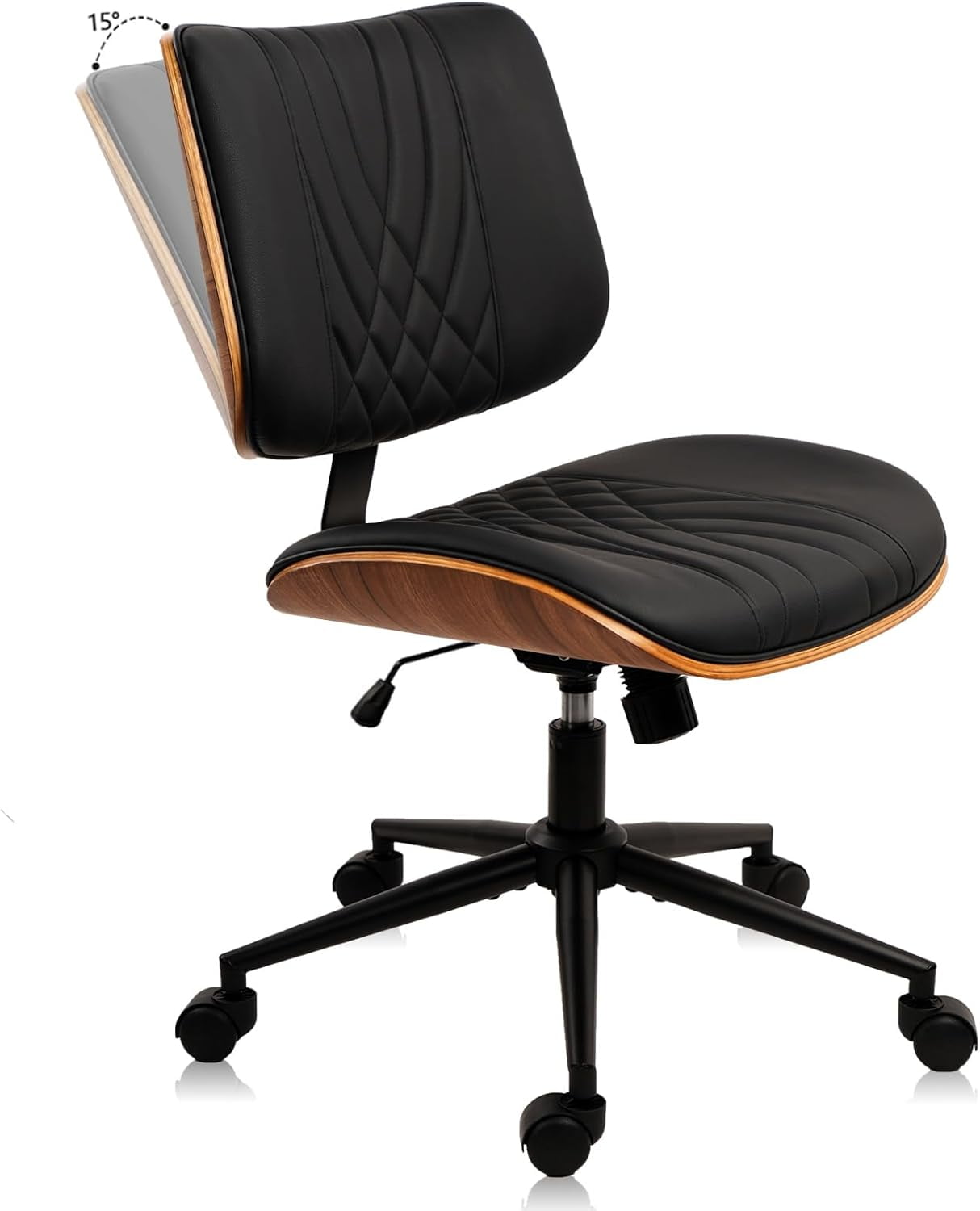 Armless Chair Chair with Wheels Adjustable Height Reading Chair Leather ...