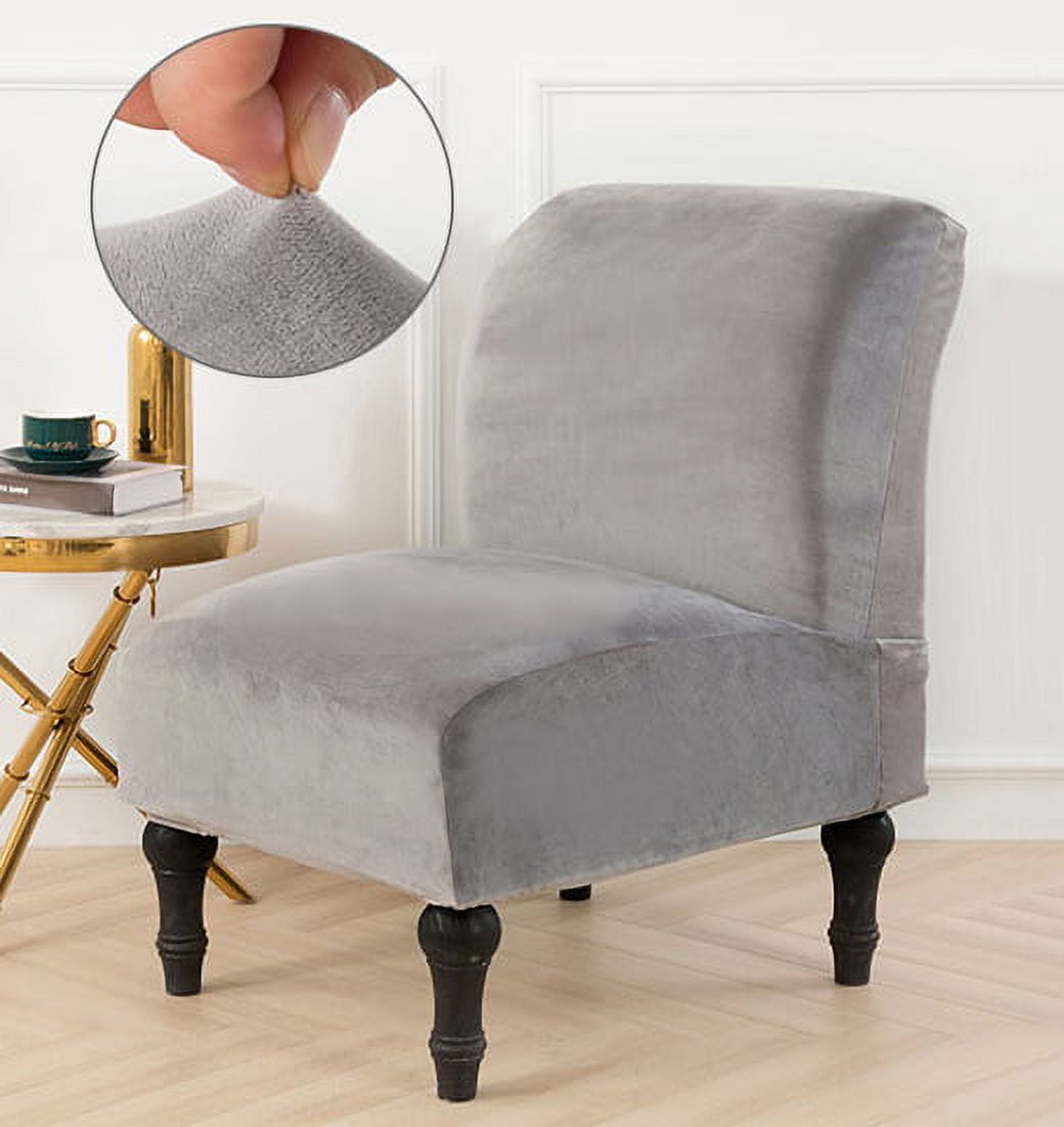 Armless Chair Slipcover Stretch, Velvet Spandex Slipper Chair Covers ...