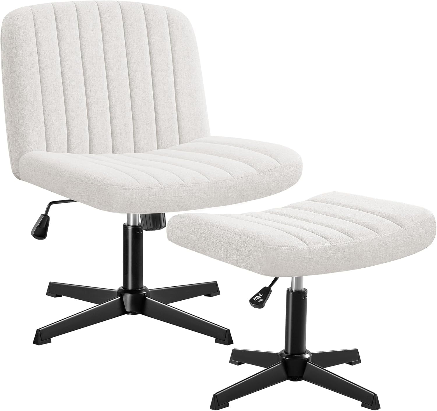 Armless Chair Wheels with Ottoman Cross Legged Fabric Chairs Height ...