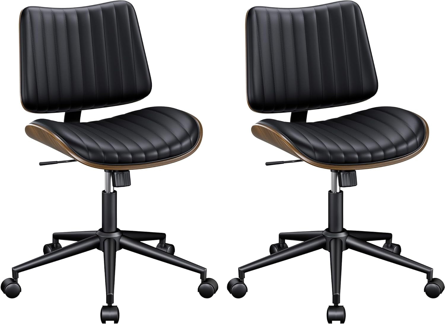 Armless Chair with Wheels Walnut Armless Chair Adjustable Swivel ...