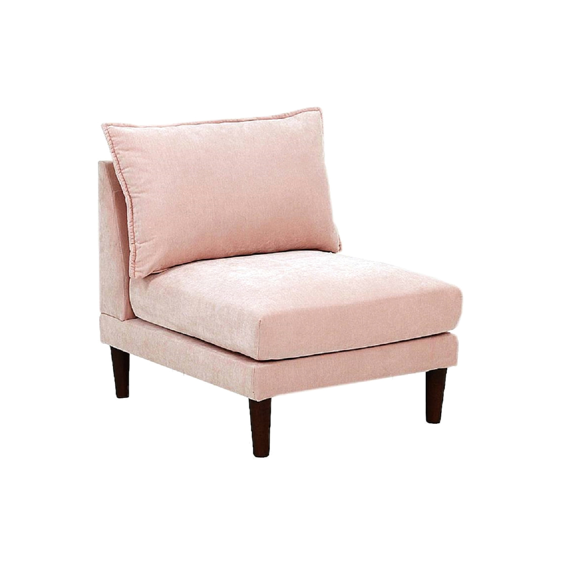 Armless Chair for Living Room | Modern Relaxation Spot | Suede Blush ...