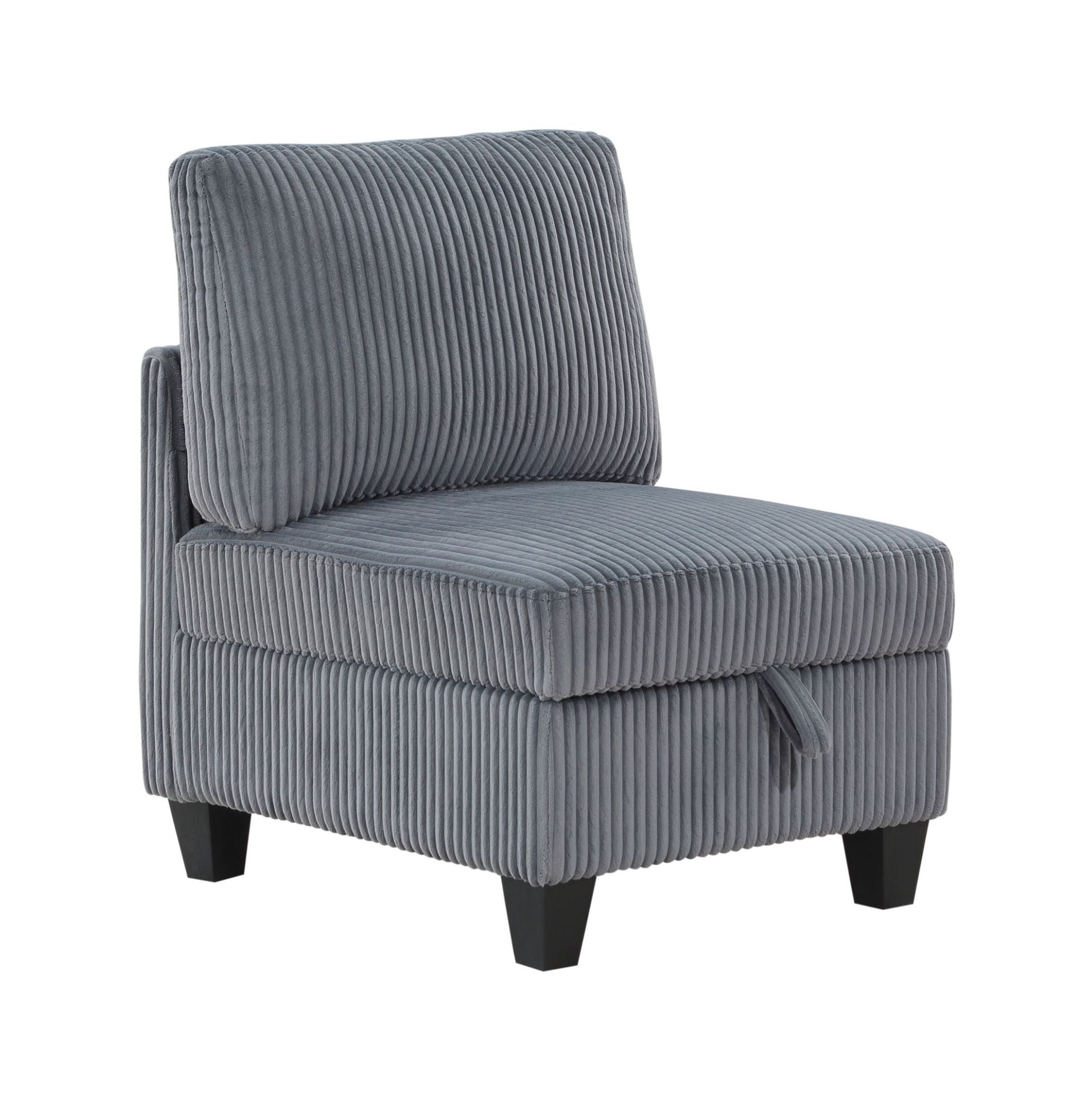 Armless Chair with Storage, Dark Gray Corduroy Chair, Modern Living ...