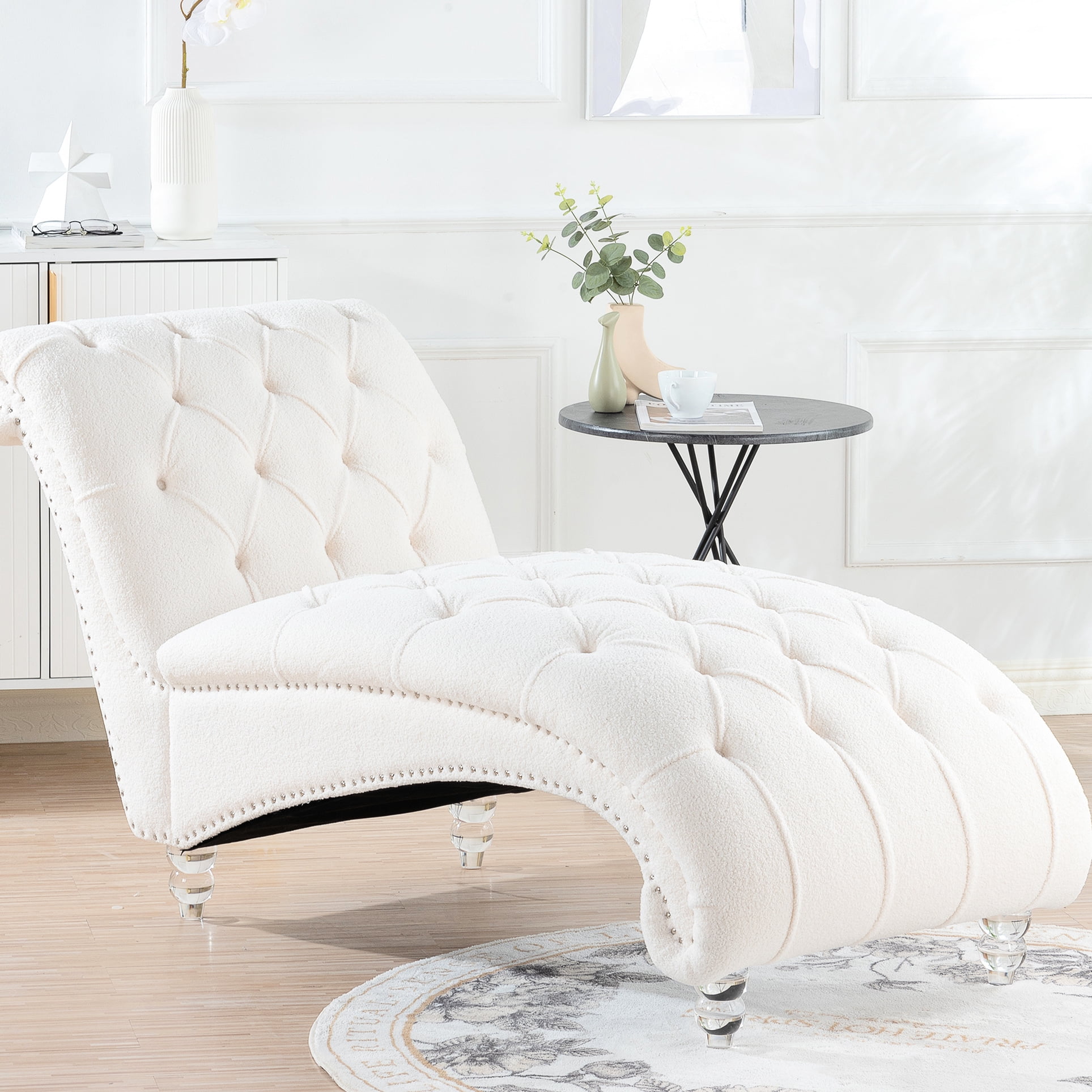 Armless Chaise Lounge With Broad Stable Seating Area, High Sponge ...