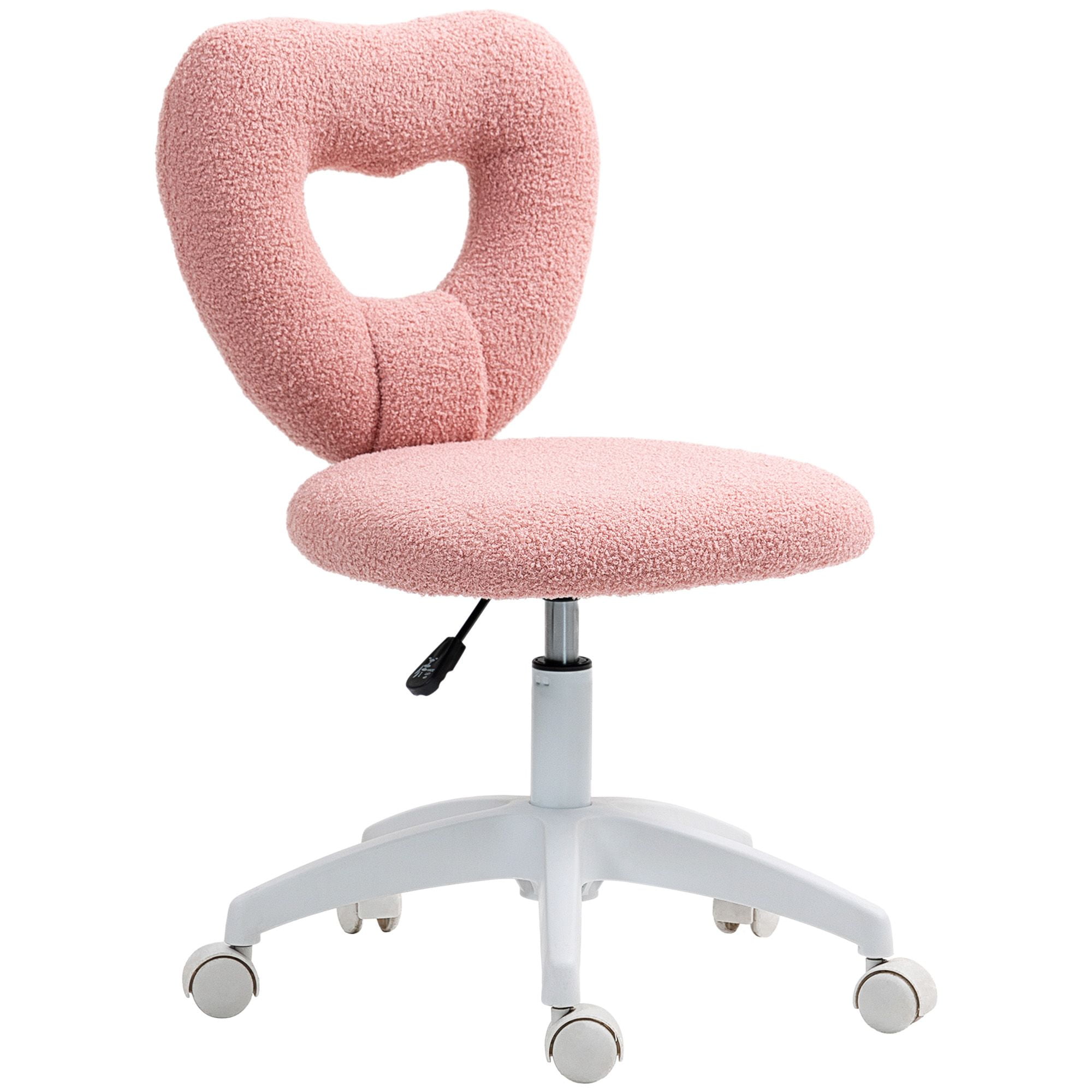 Armless Computer Desk Chair, Office Task Chair, Teddy Fleece Heart ...