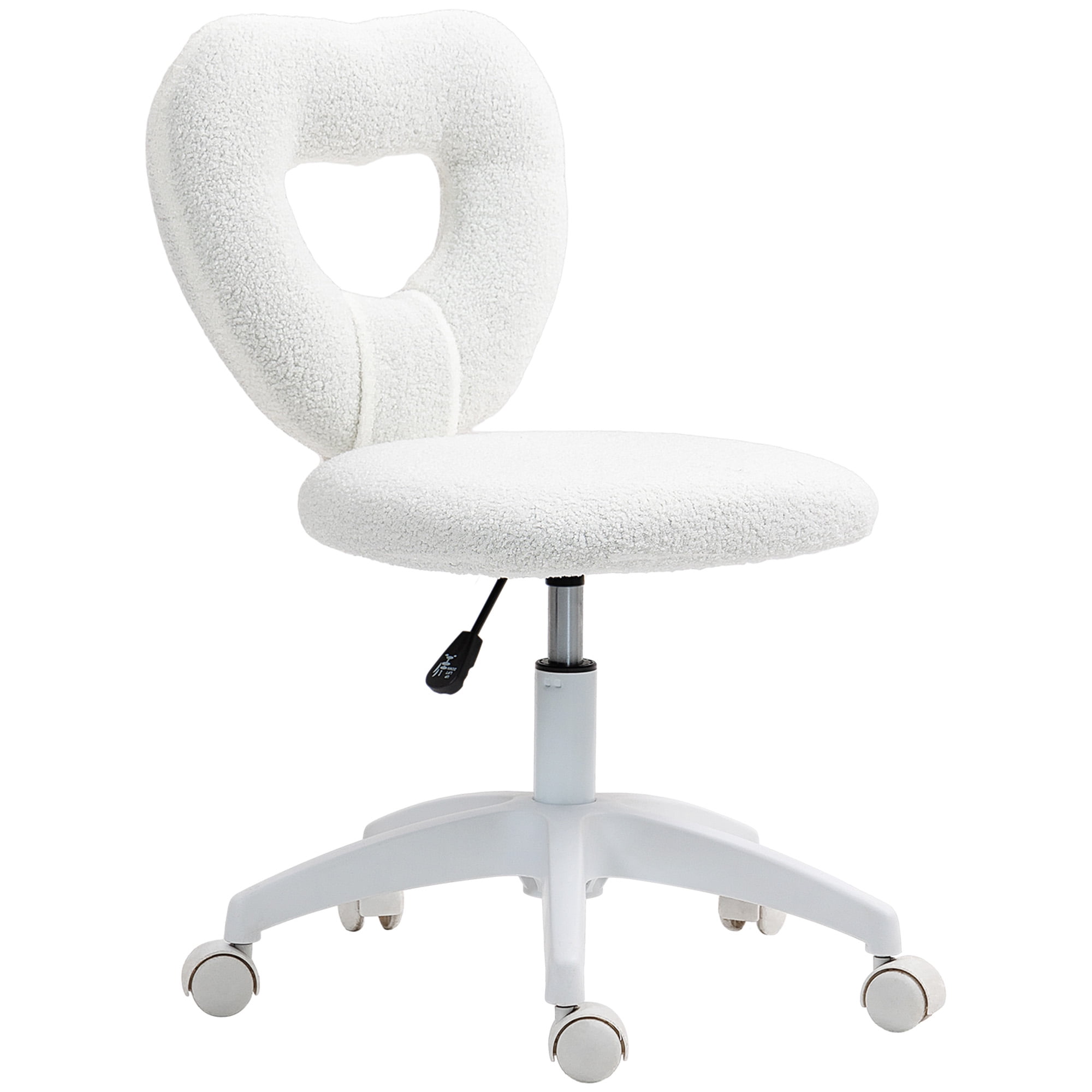 Armless Computer Desk Chair, Office Task Chair, Teddy Fleece Heart ...