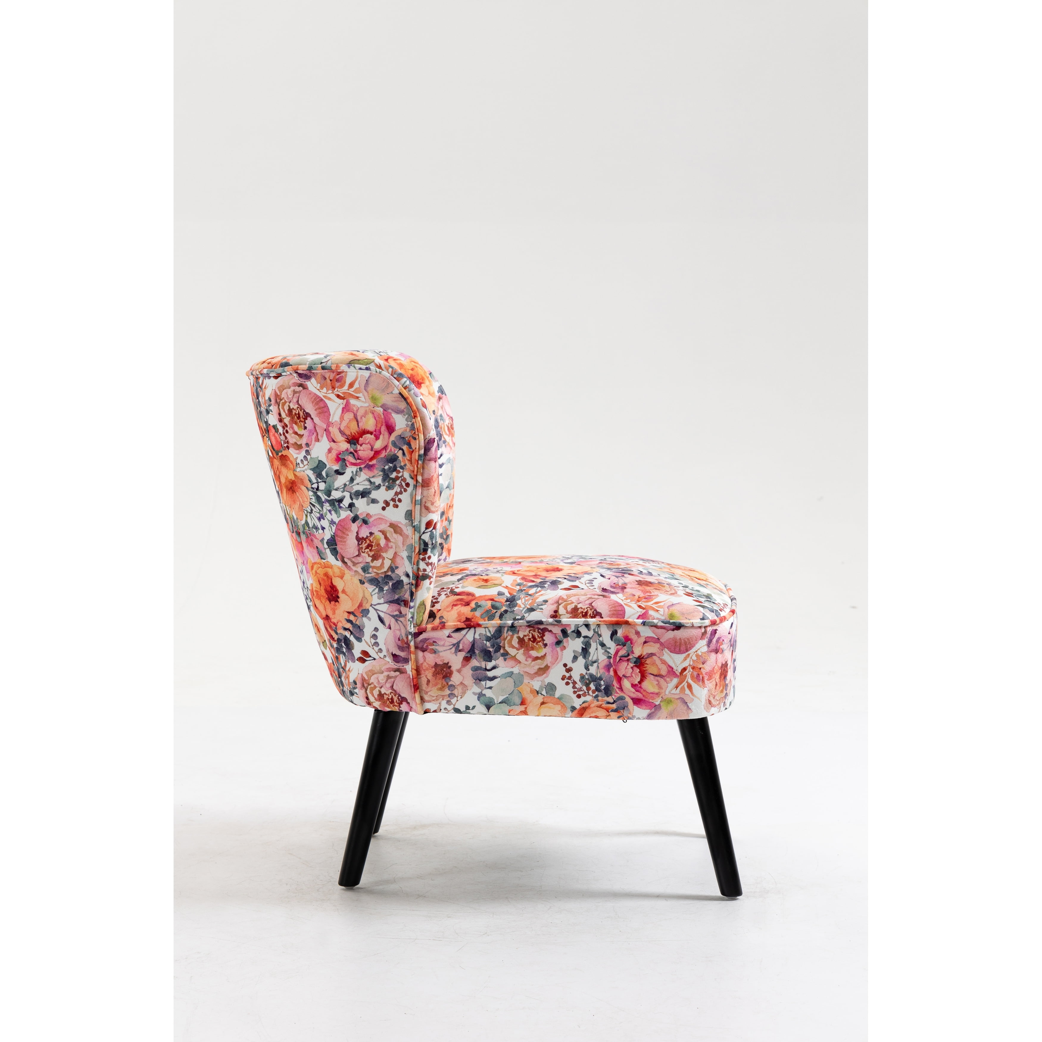 Armless Curved Back Accent Chair Side Chair SET OF 2 FLORAL Floral ...