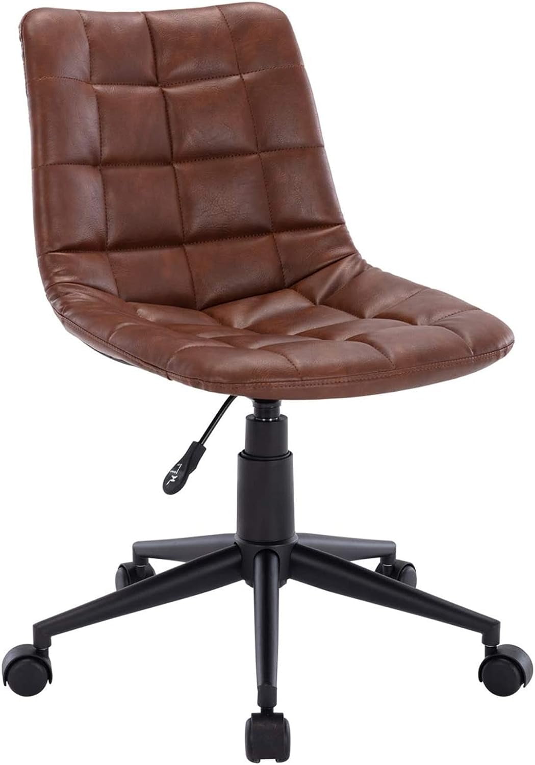 Armless Desk Chair Ergonomic Faux Leather Task Chair Home office Modern ...