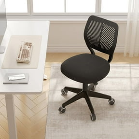 Small Round Rolling Chair with Back PU Leather Height Adjustable，Swivel ...