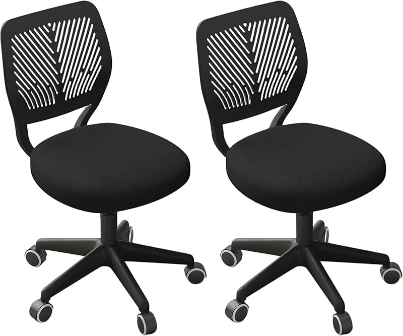 Armless Desk Chair, Height Adjustable Swivel Office Rolling Task Chairs ...