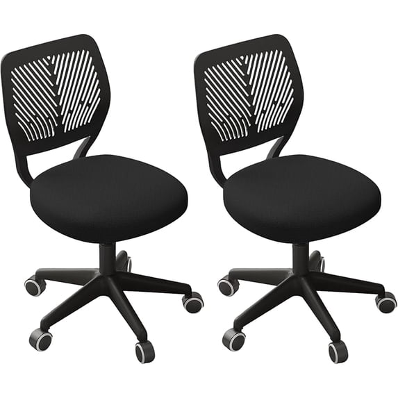 Armless Desk Chair, Height Adjustable Swivel Office Rolling Task Chairs ...
