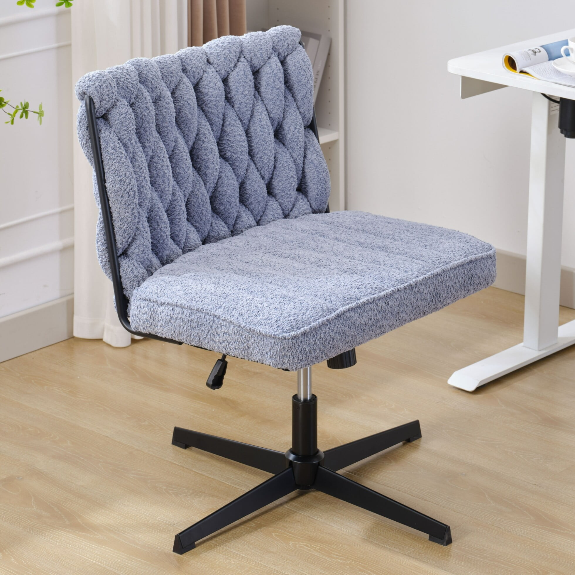 Armless Desk Chair, Height Adjustable Wide Seat Office Chair with Criss ...