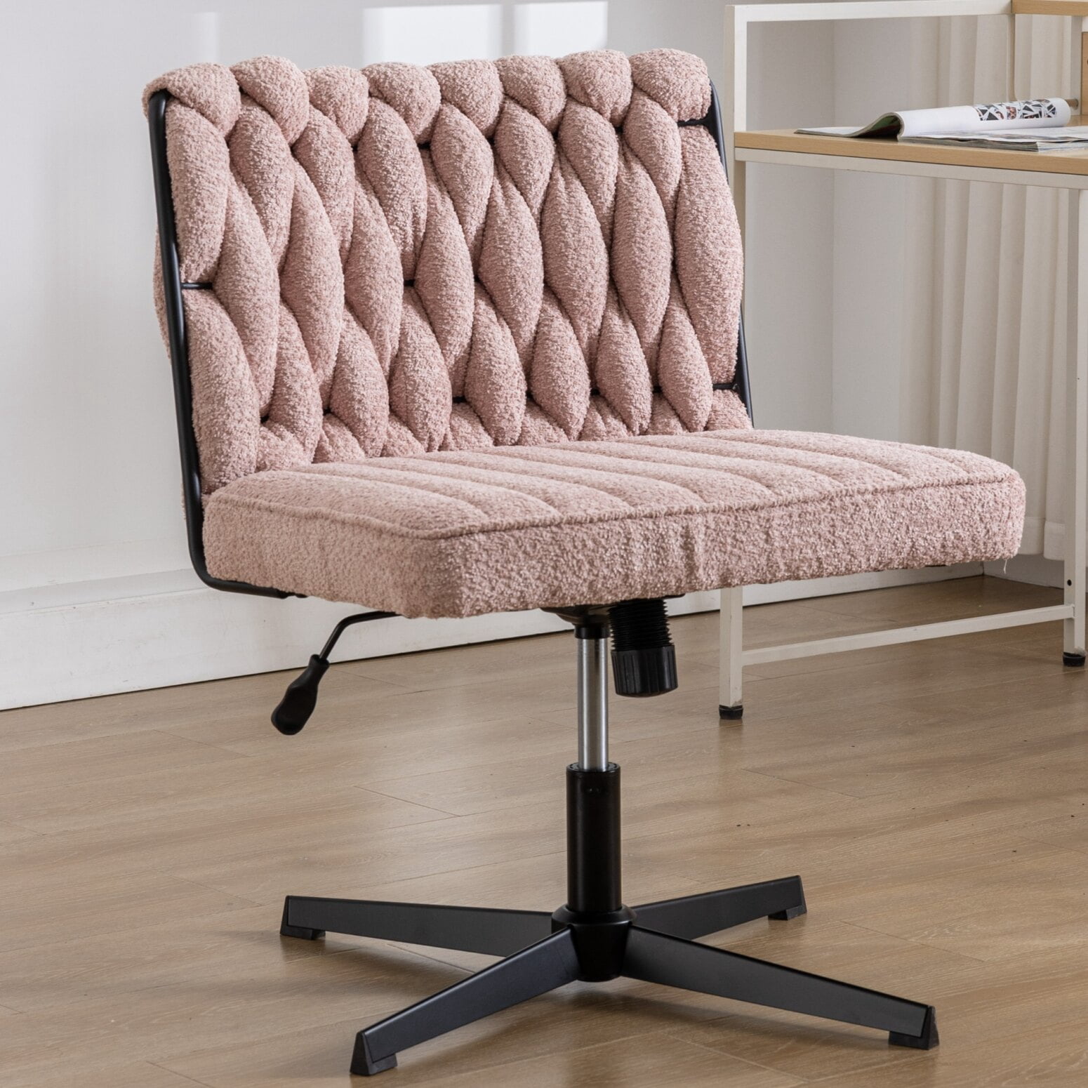 Armless Desk Chair, Height Adjustable Wide Seat Office Chair with Criss ...