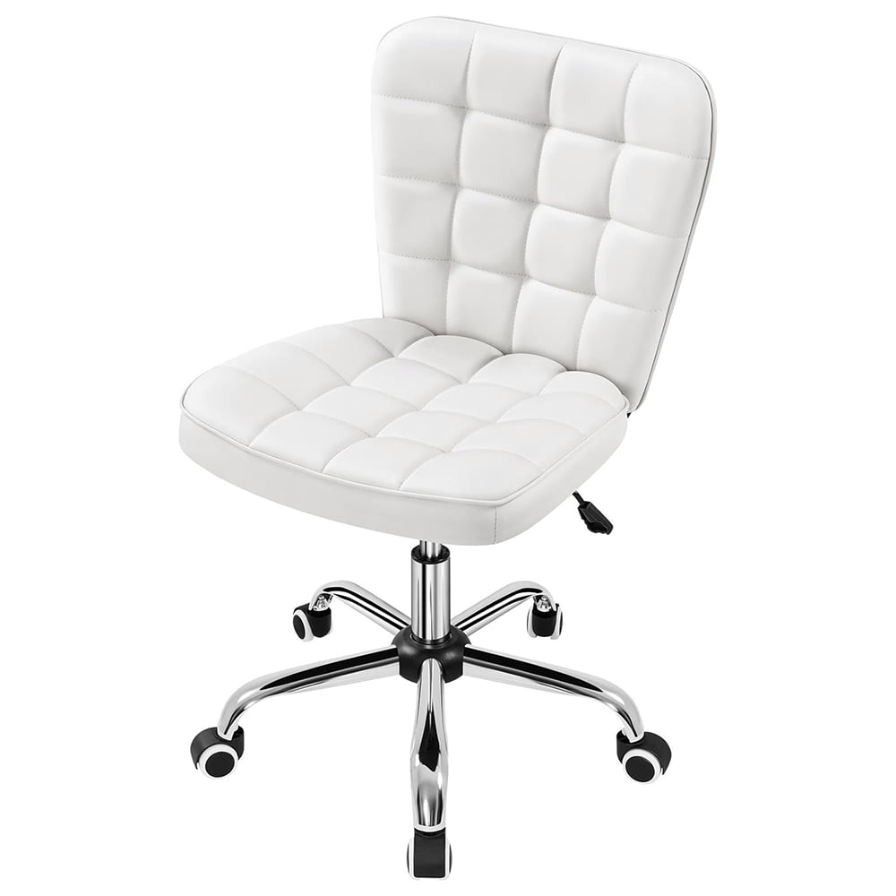 Armless Desk Chair, Modern Tufted Office Chair, Leather Upholstered ...