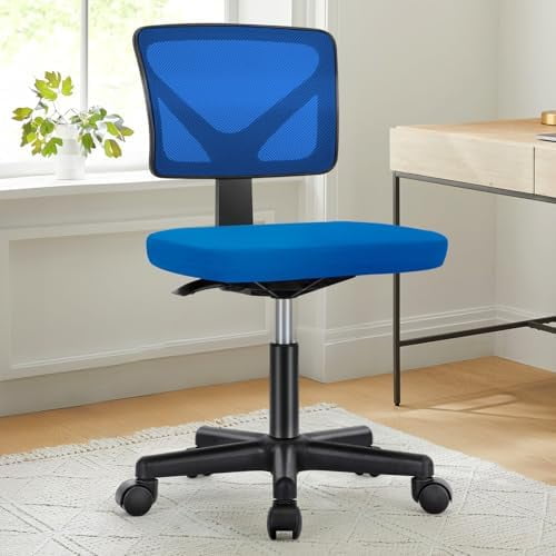 Armless Desk Chairs with Wheels, Ergonomic Adjustable Home Office ...