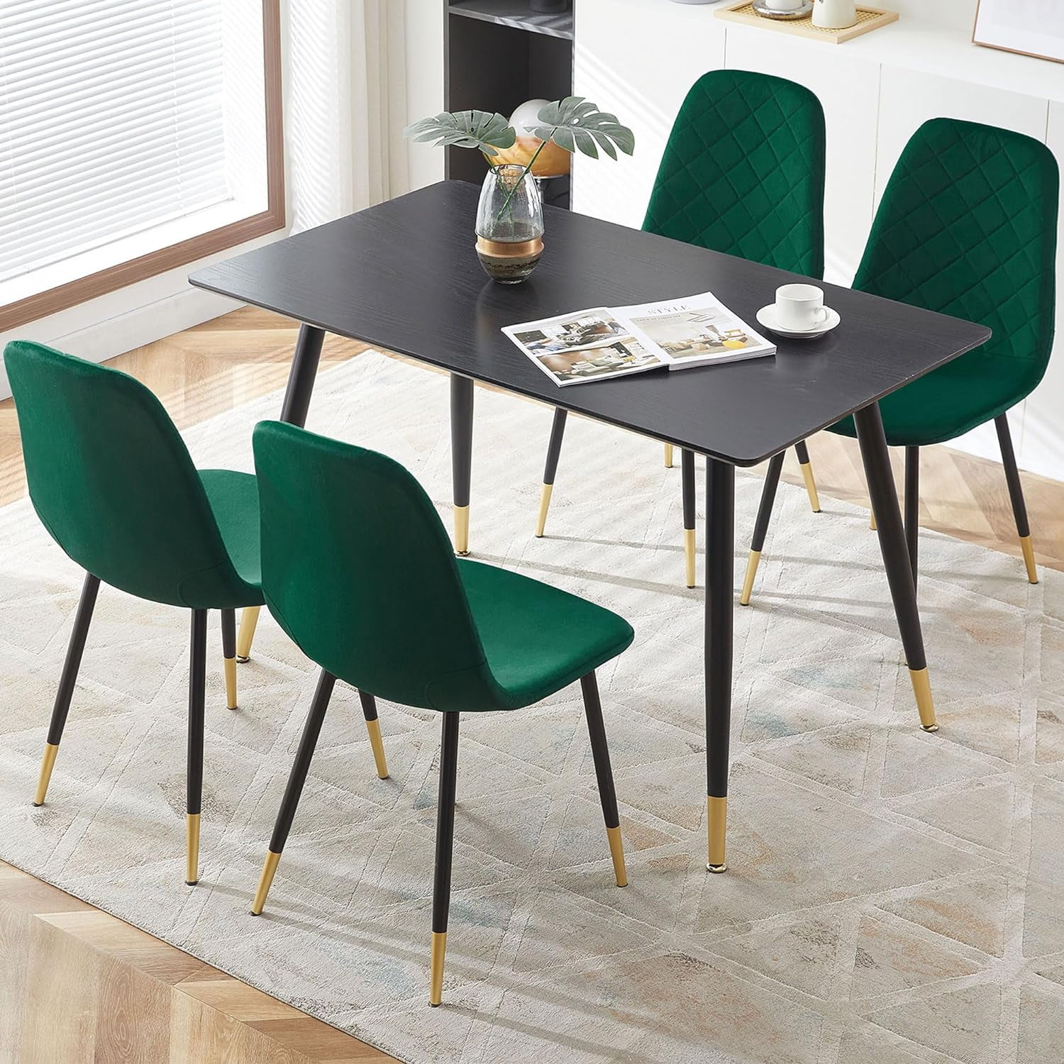 Armless Dining Chair Set of 4 Modern Living Room Chair High Back Side ...