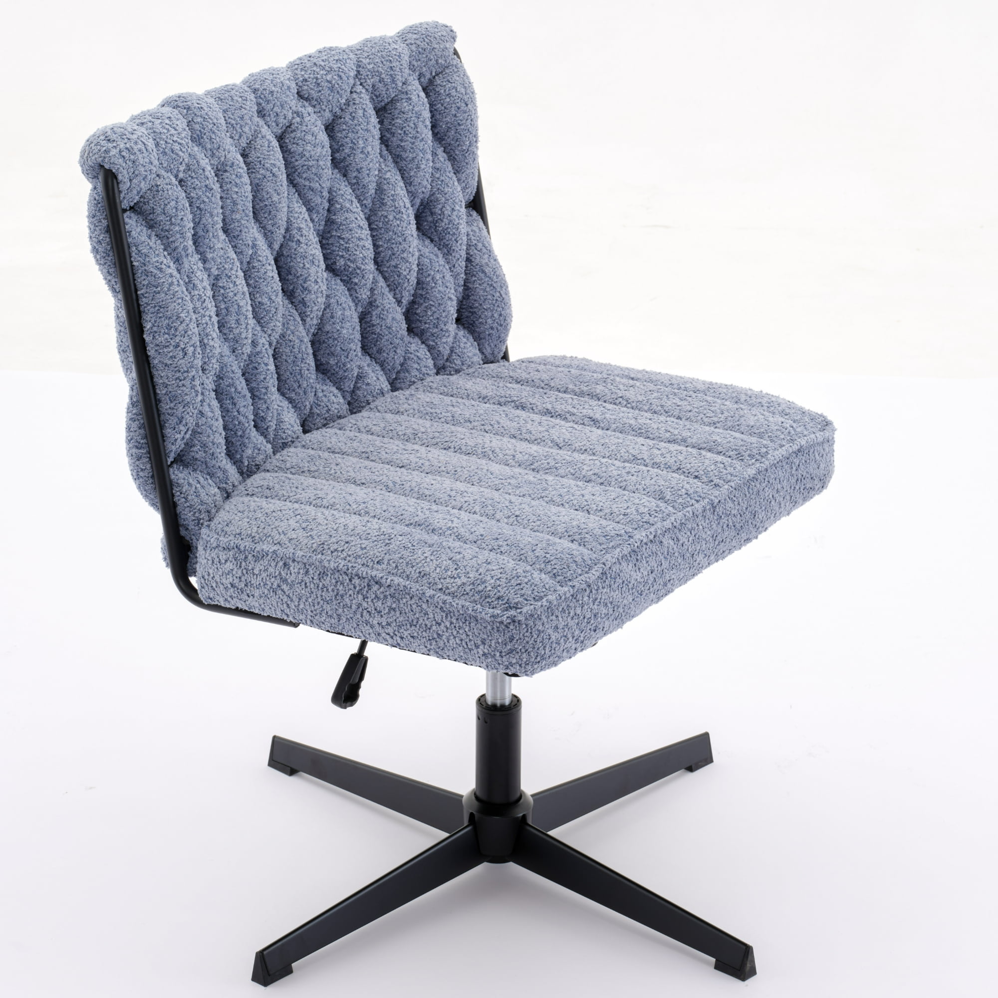 Home Office Armless Swivel Chair, Criss Cross Legs No Wheels Velvet ...