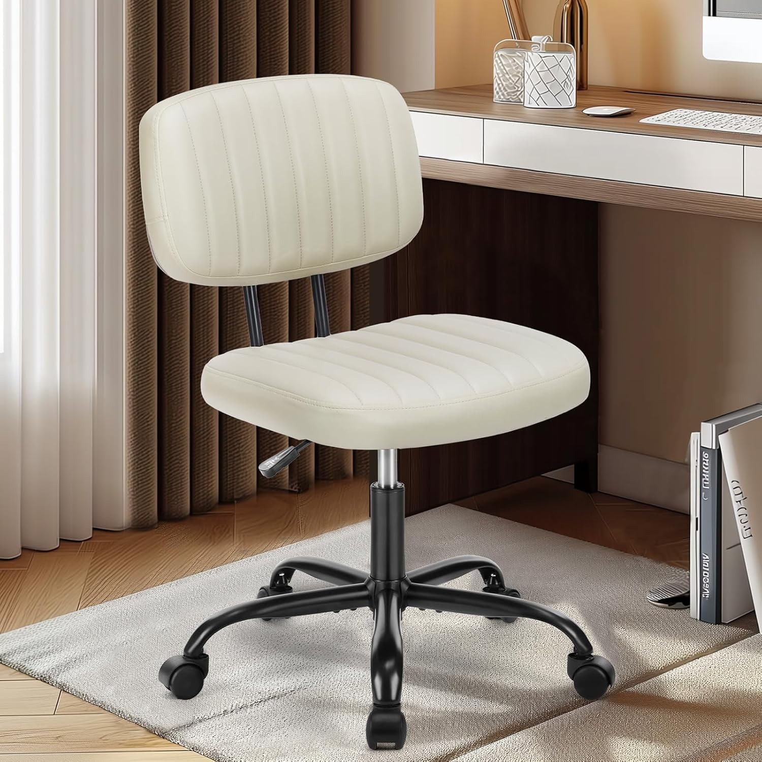 Armless Home Office Desk Chair -Small Ergonomic with Low Back Lumbar ...