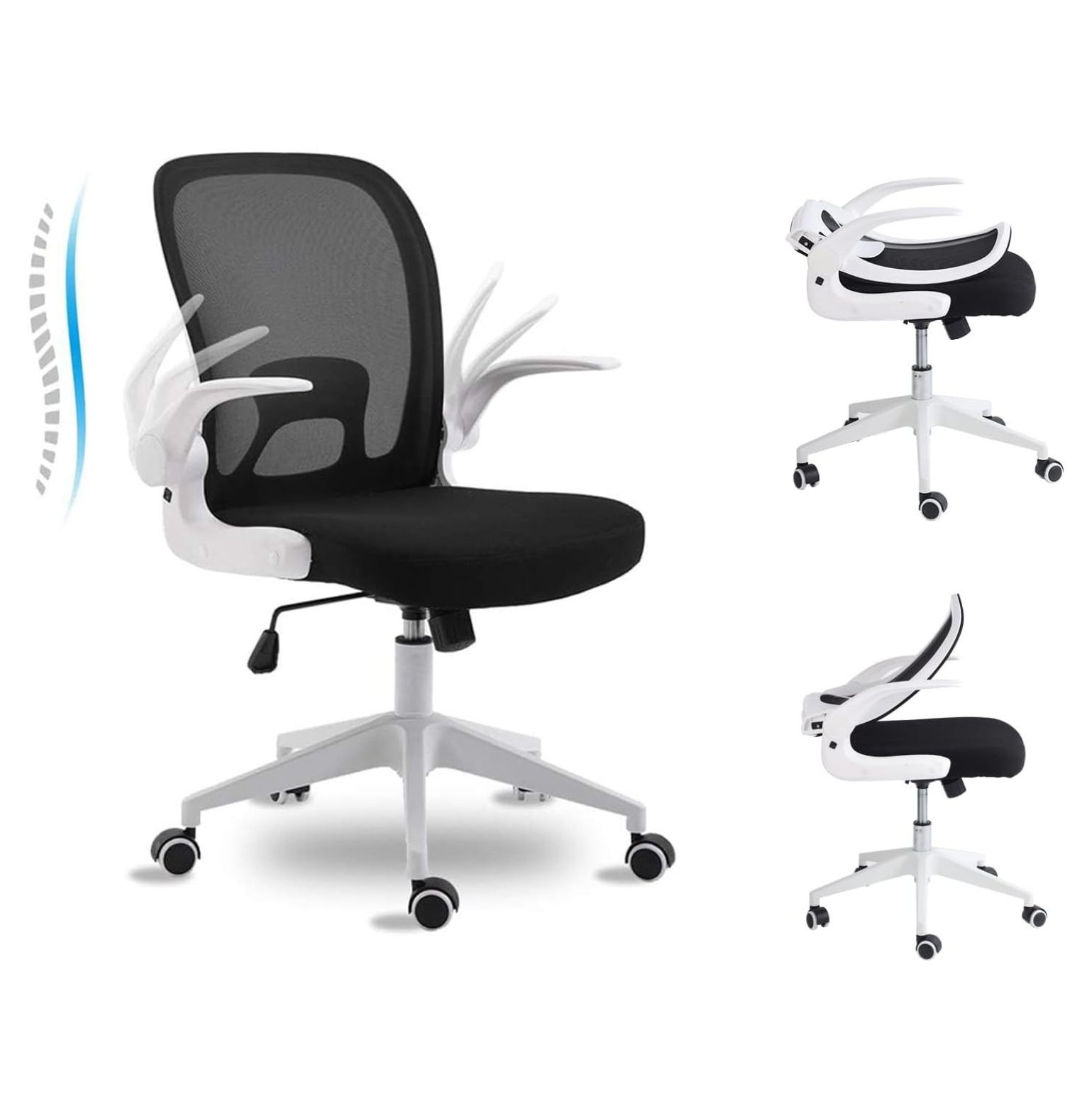 Armless Home Office Desk Chairs,Ergonomic Office Chairs with Lumbar ...