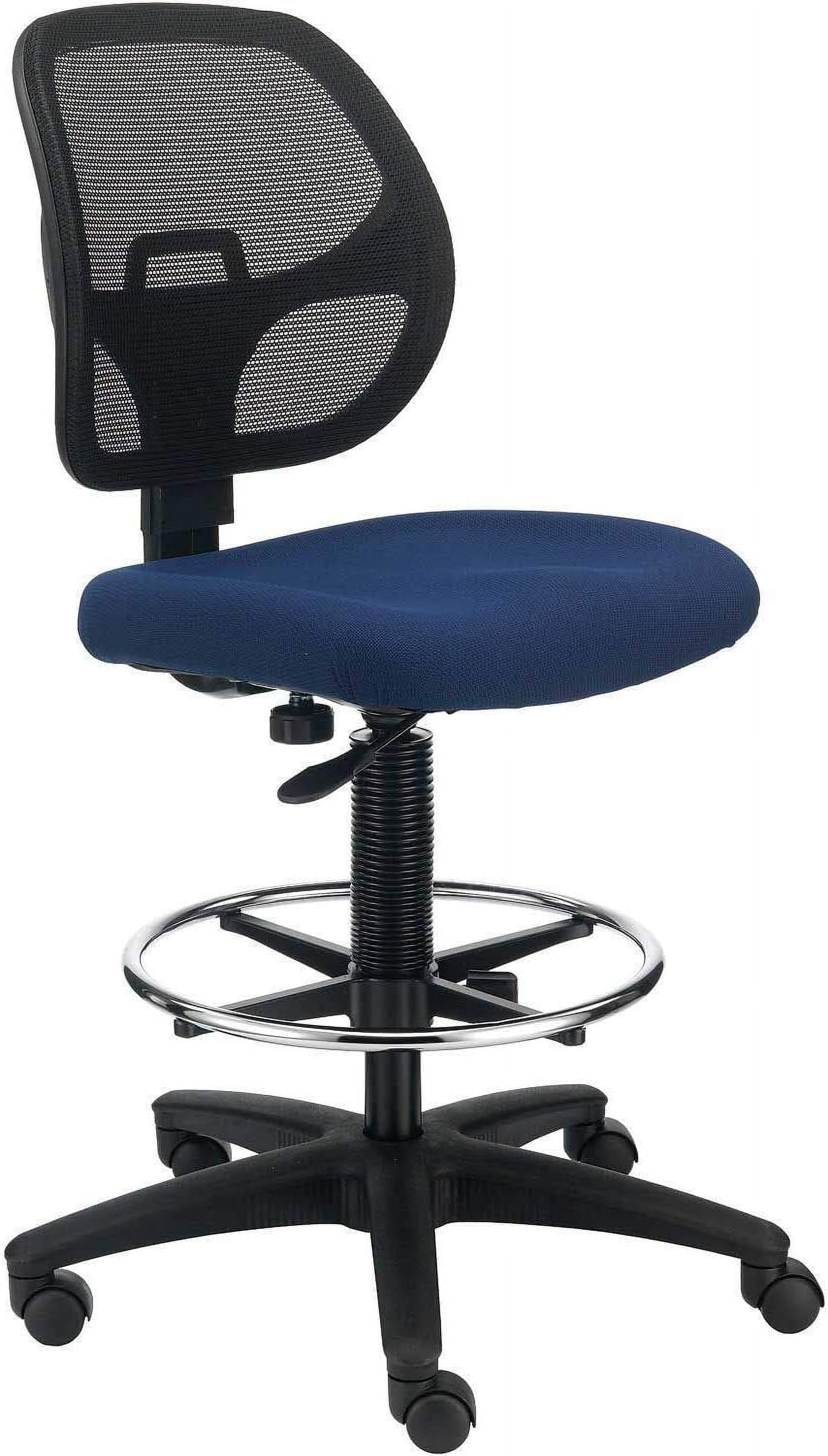 Armless Mesh Drafting Stool, Fabric, Blue, Back - Walmart.com