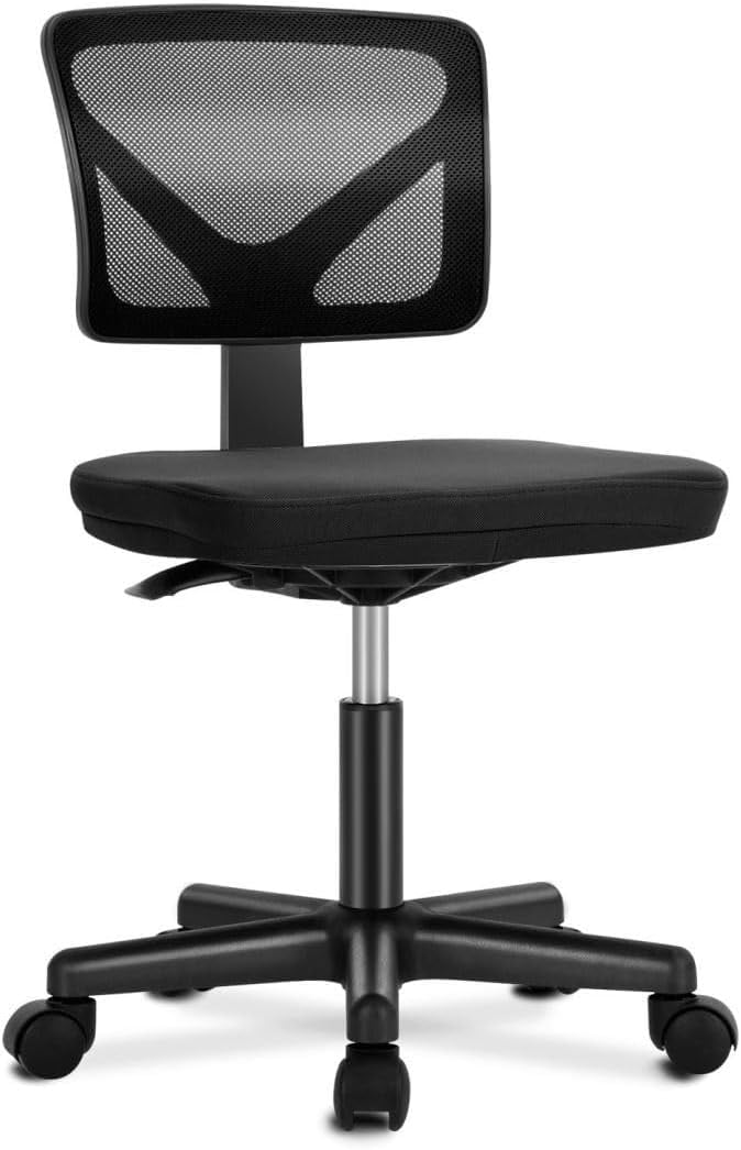 Armless Mesh Office Chair, Ergonomic Low Back Deskchair, Adjustable ...