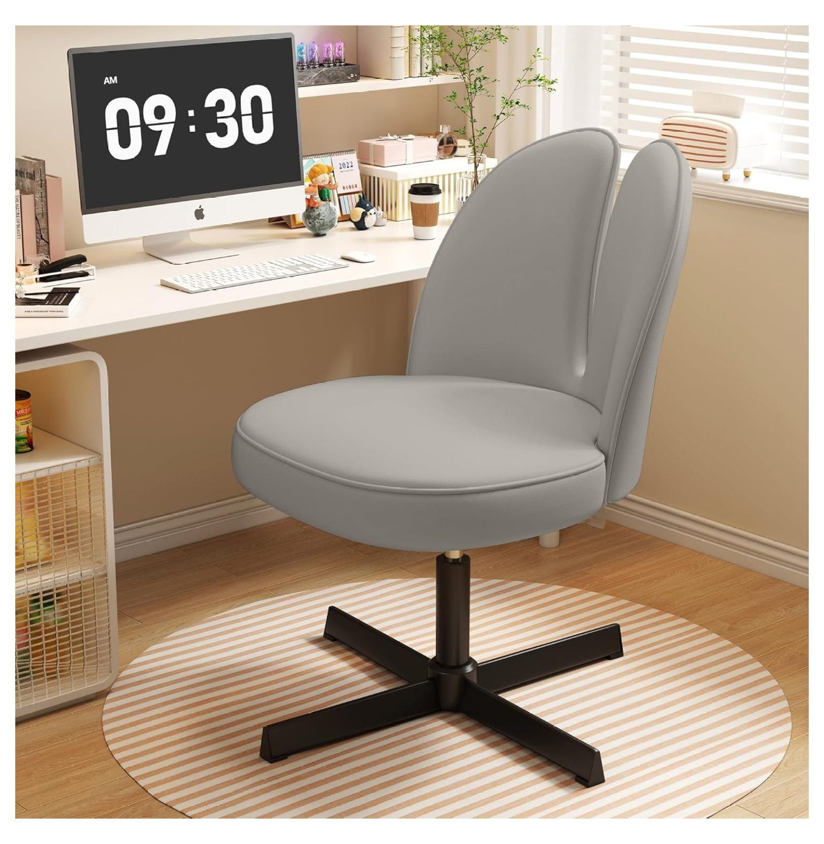 Armless Office Chair Cute Desk Chair Swivel Task Chair Height ...