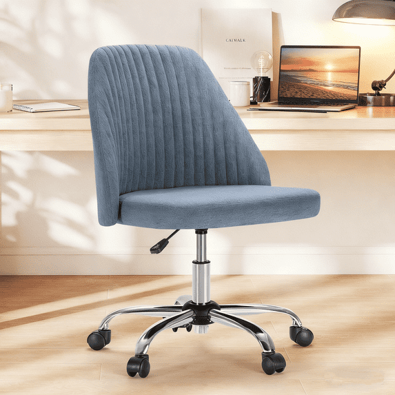 Armless Office Chair, Height Adjustable Swivel Desk Chair with Wheels ...