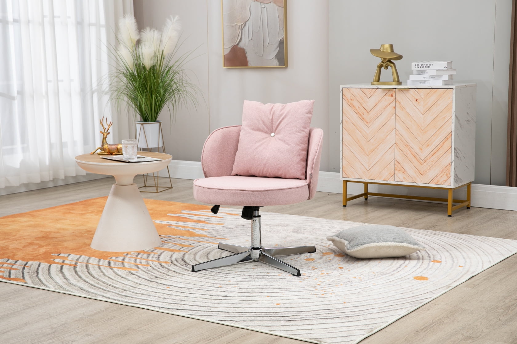 Armless Office Chair No Wheels, Swivel Adjustable Home Office Desk ...