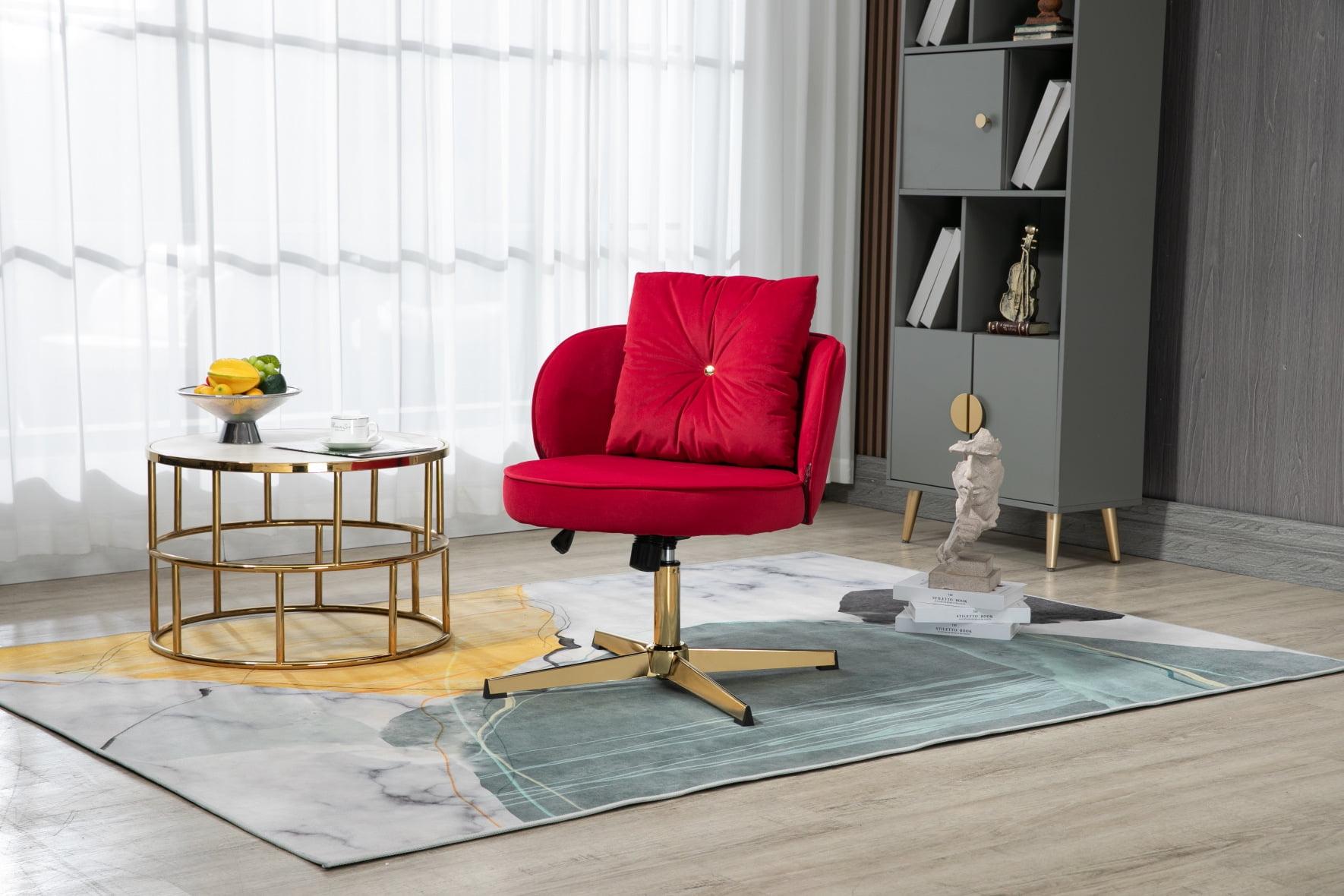 Armless Office Chair No Wheels, Swivel Adjustable Home Office Desk ...