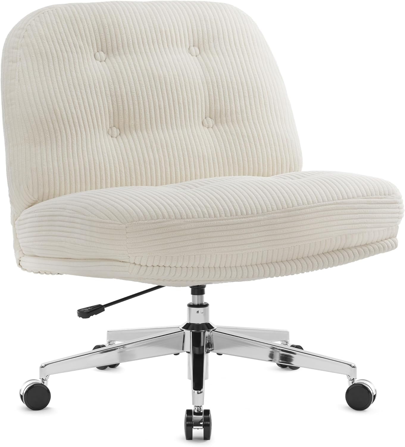 Armless Office Chair with Wheels, Height Adjustable Criss Cross Legged ...