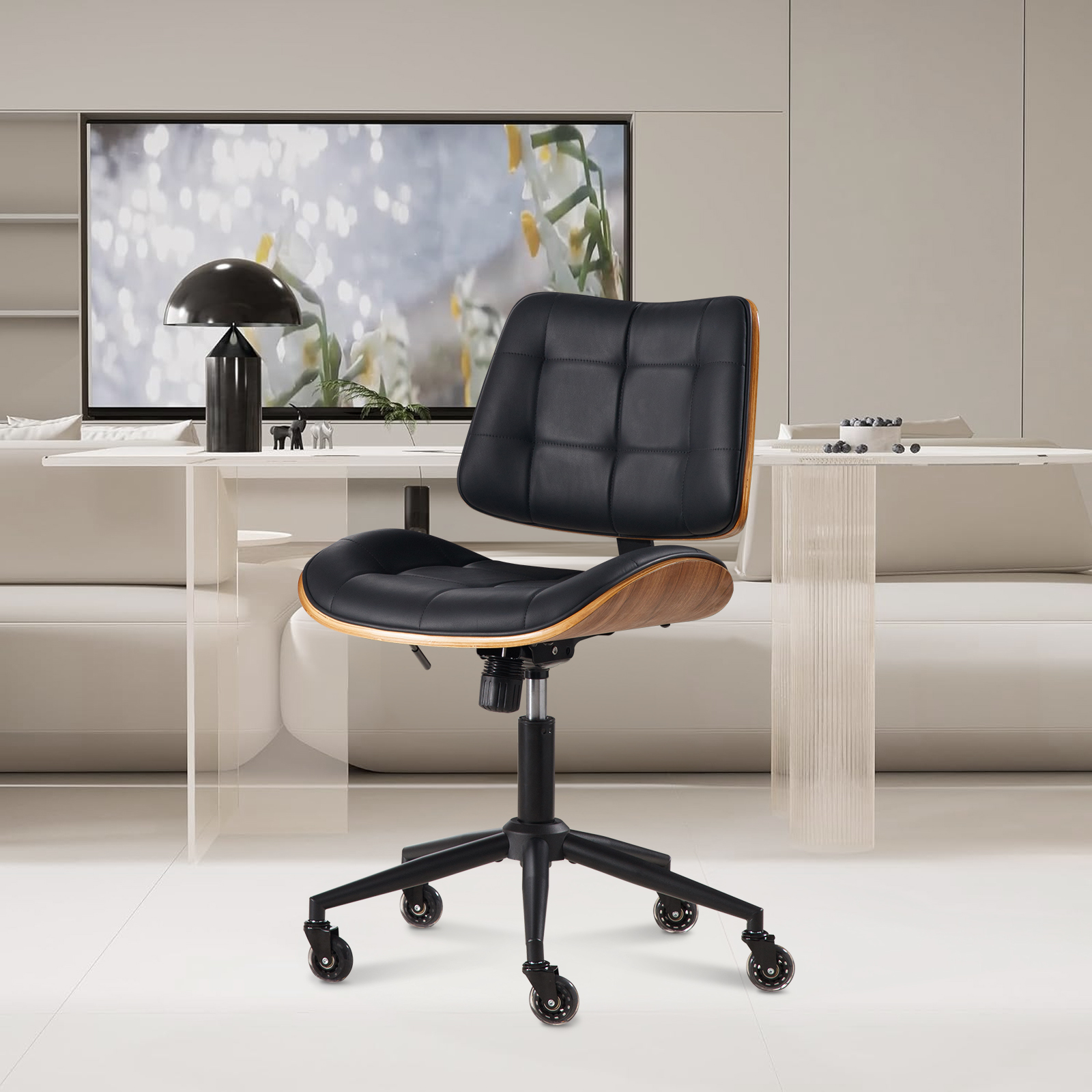 Homall Mid Back Task Chair,Low Back Leather Swivel Office Chair ...