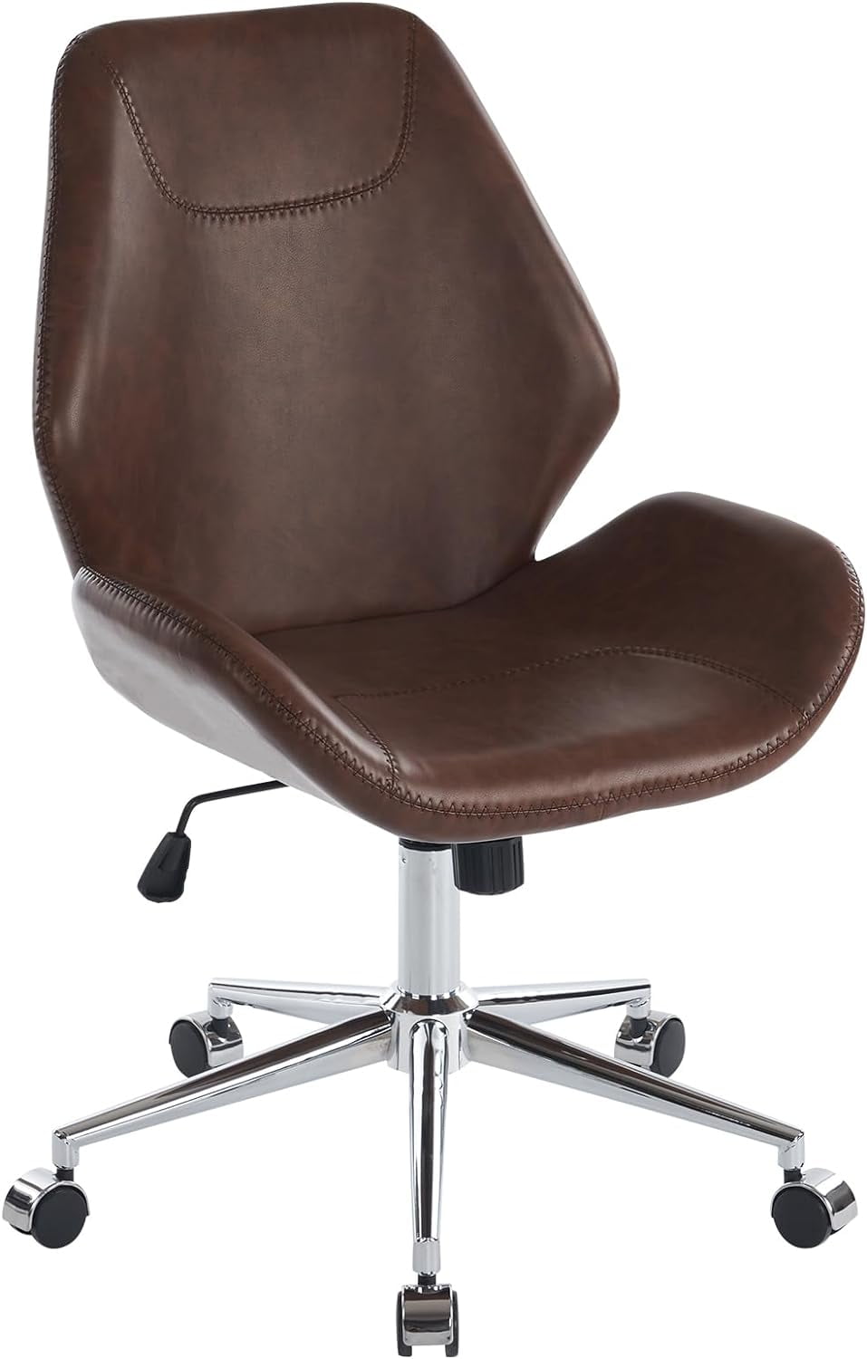 Armless Office Desk Chair, Mid-Back PU Leather Computer Task Chair with ...
